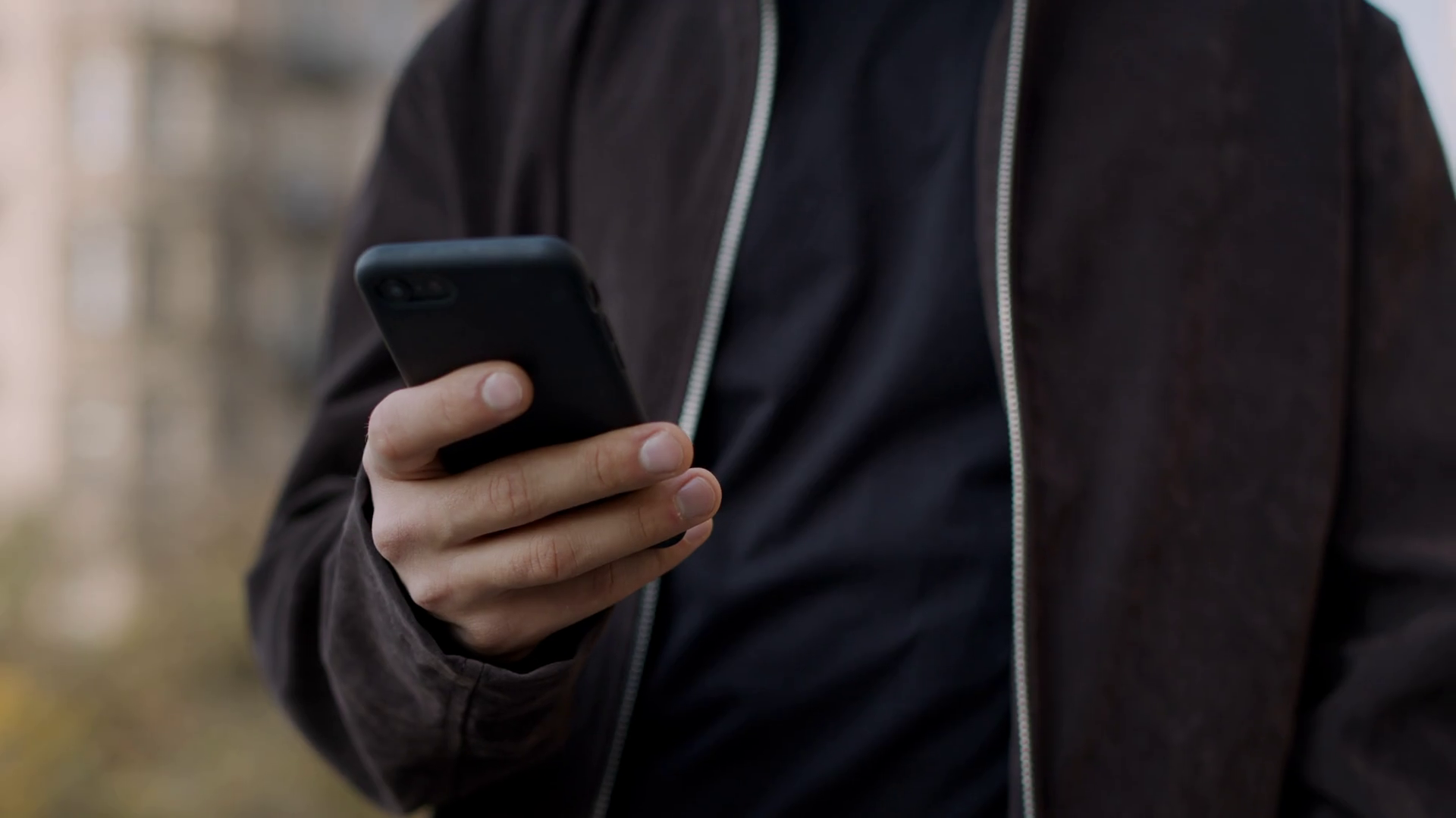 Man Typing On Mobile Phone Outdoors Stock Footage SBV-338591786 ...