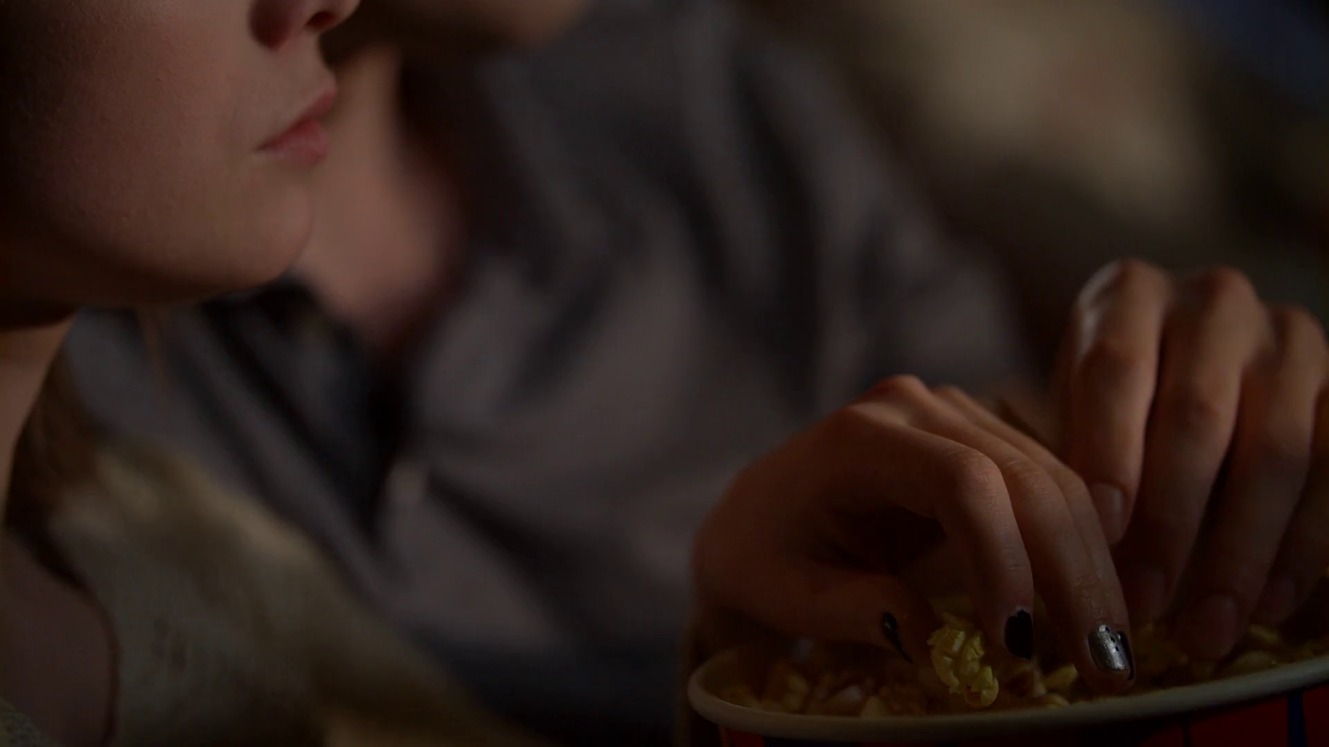 Female Male Hands Take Popcorn From Paper Stock Footage SBV-326101354 ...