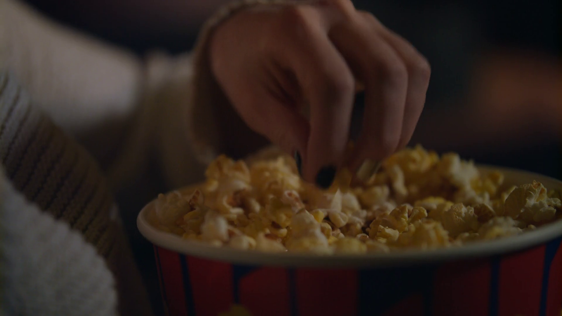 Female Hand Picking Popcorn From Paper Stock Footage SBV-326075983 ...