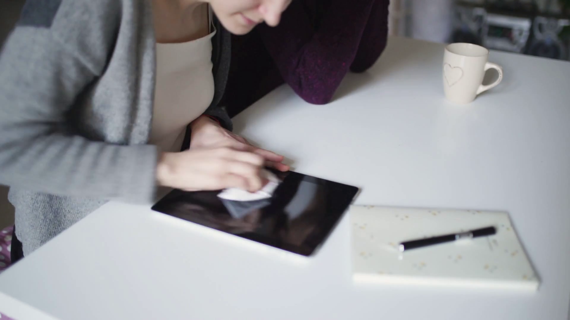 Cleaning Tablet: Woman Caring Screen Stock Footage SBV-321932568 ...