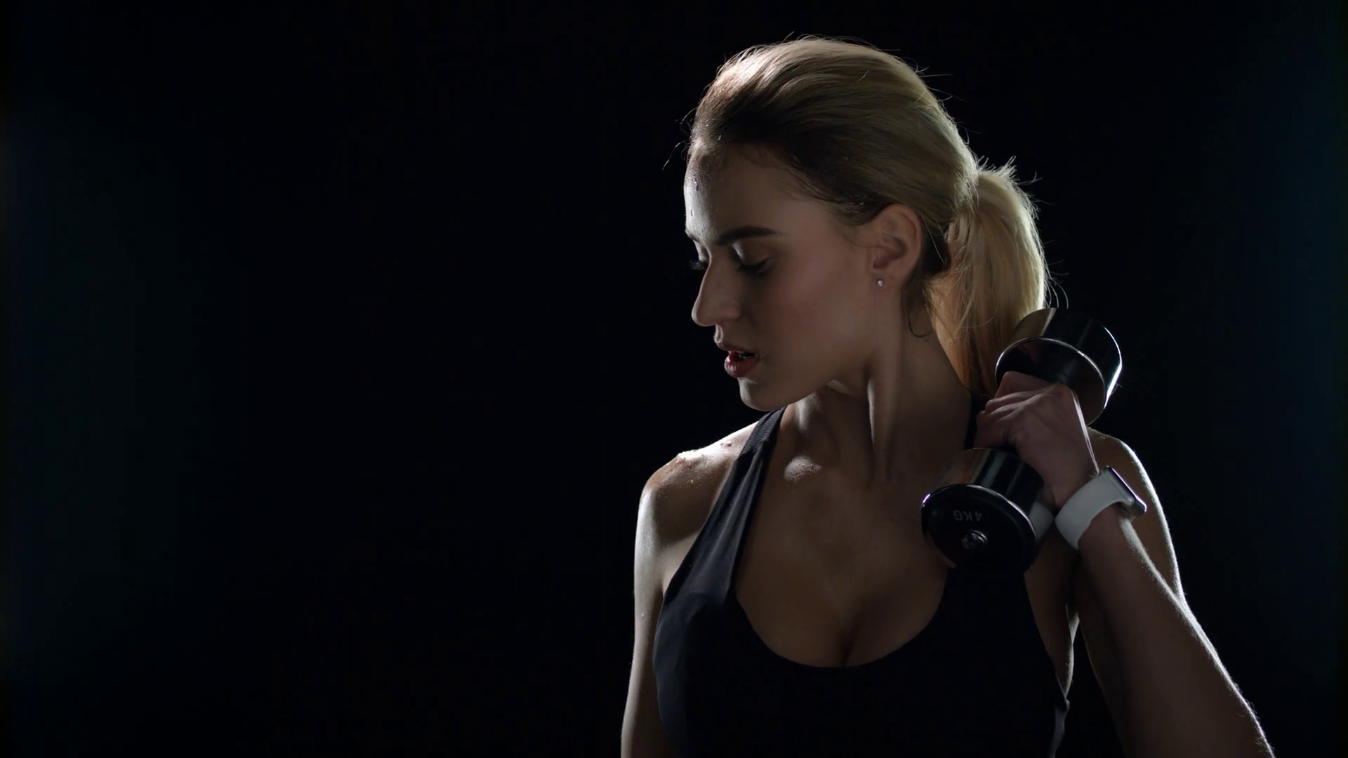 Fitness Woman Training Dumbbell Exercise On Stock Footage SBV-333745873 ...