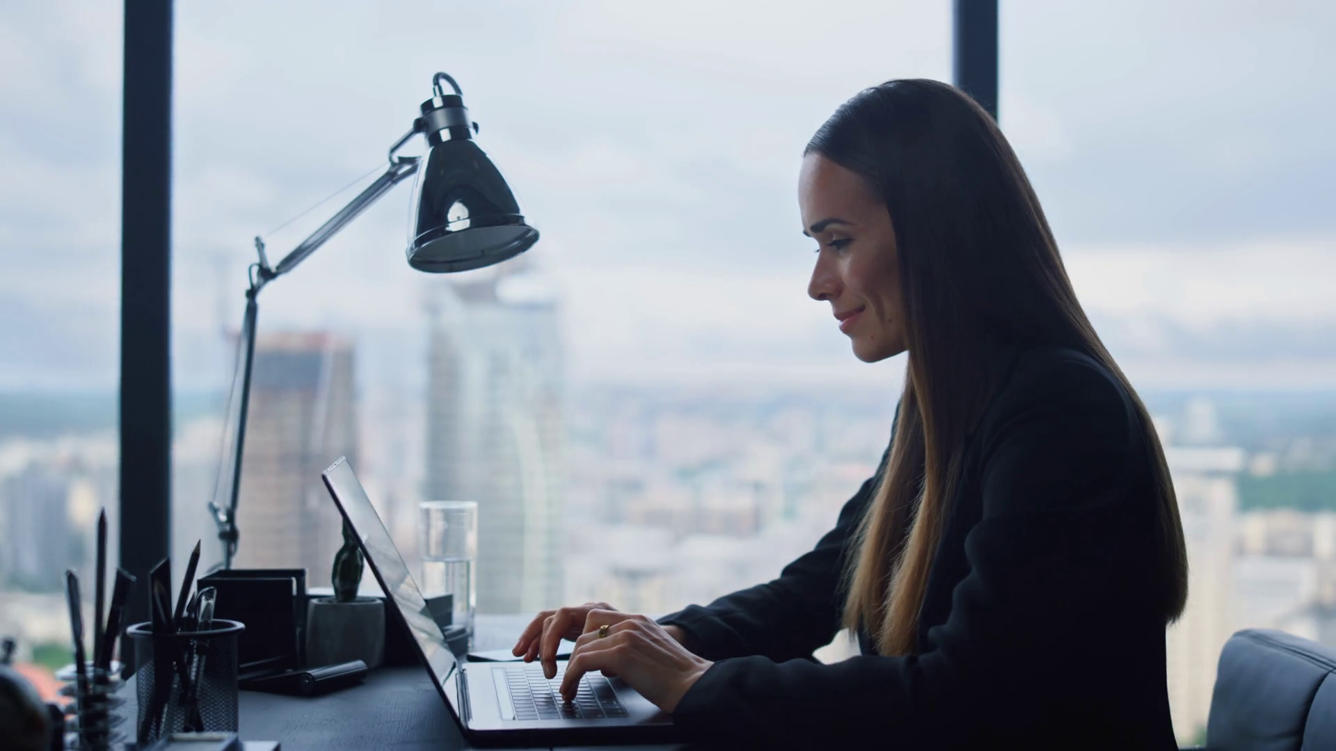 Happy Businesswoman Typing On Laptop Stock Footage SBV-338651864 ...
