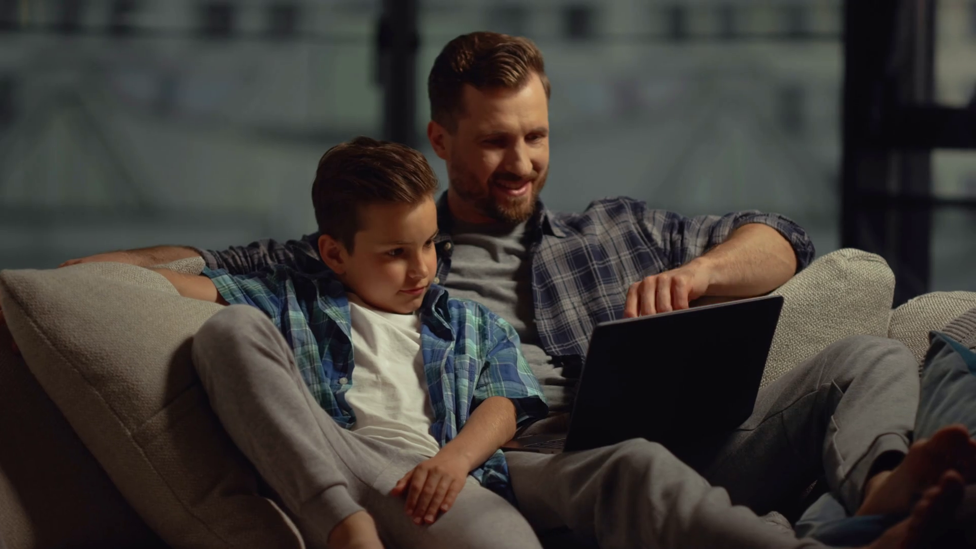 Happy Father Son Having Video Call Via Stock Footage SBV-338883726 ...