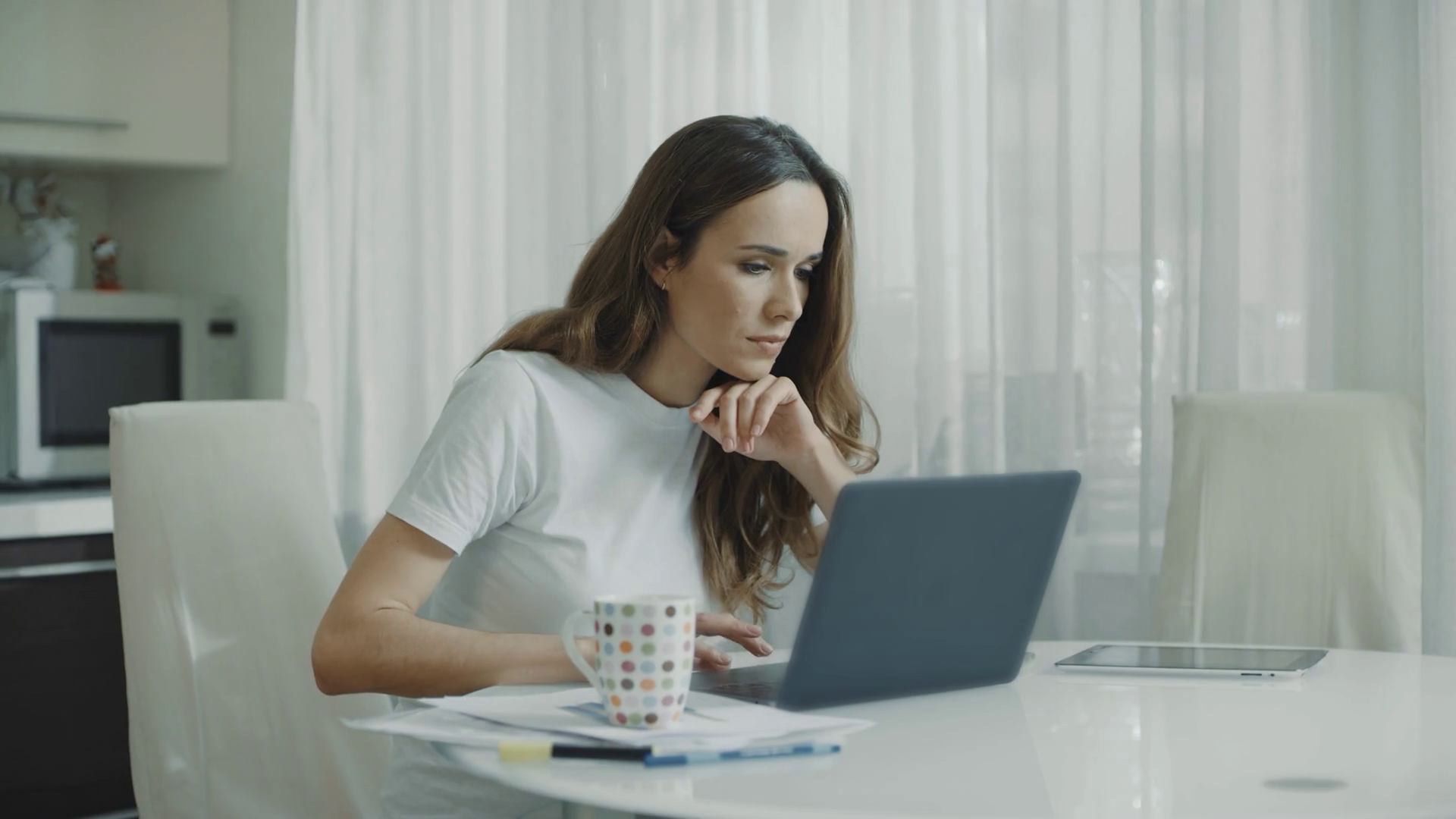 Happy Woman Working Laptop Computer At Home Stock Footage SBV-333917107 ...