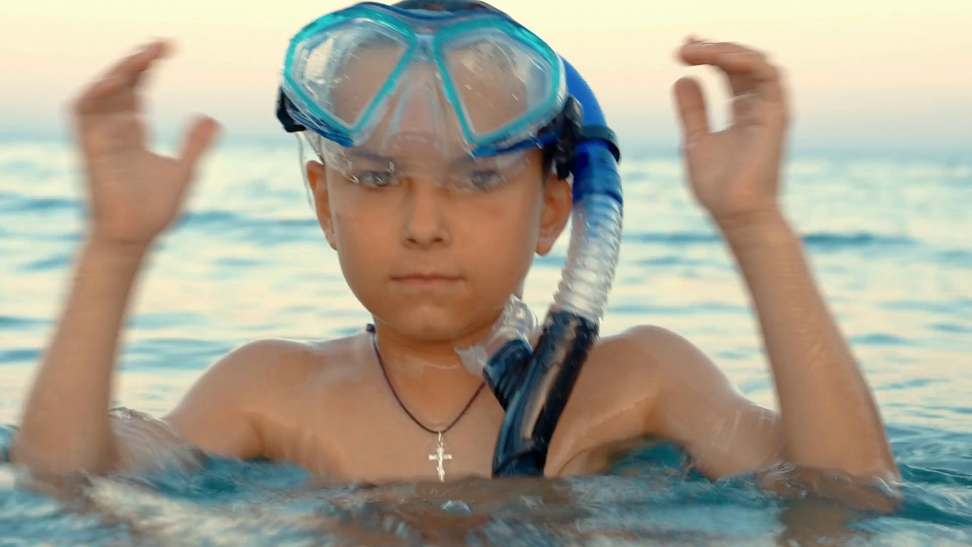 Kid Snorkeling In Sea Boy Putting On Diving Stock Footage SBV-331388598 ...