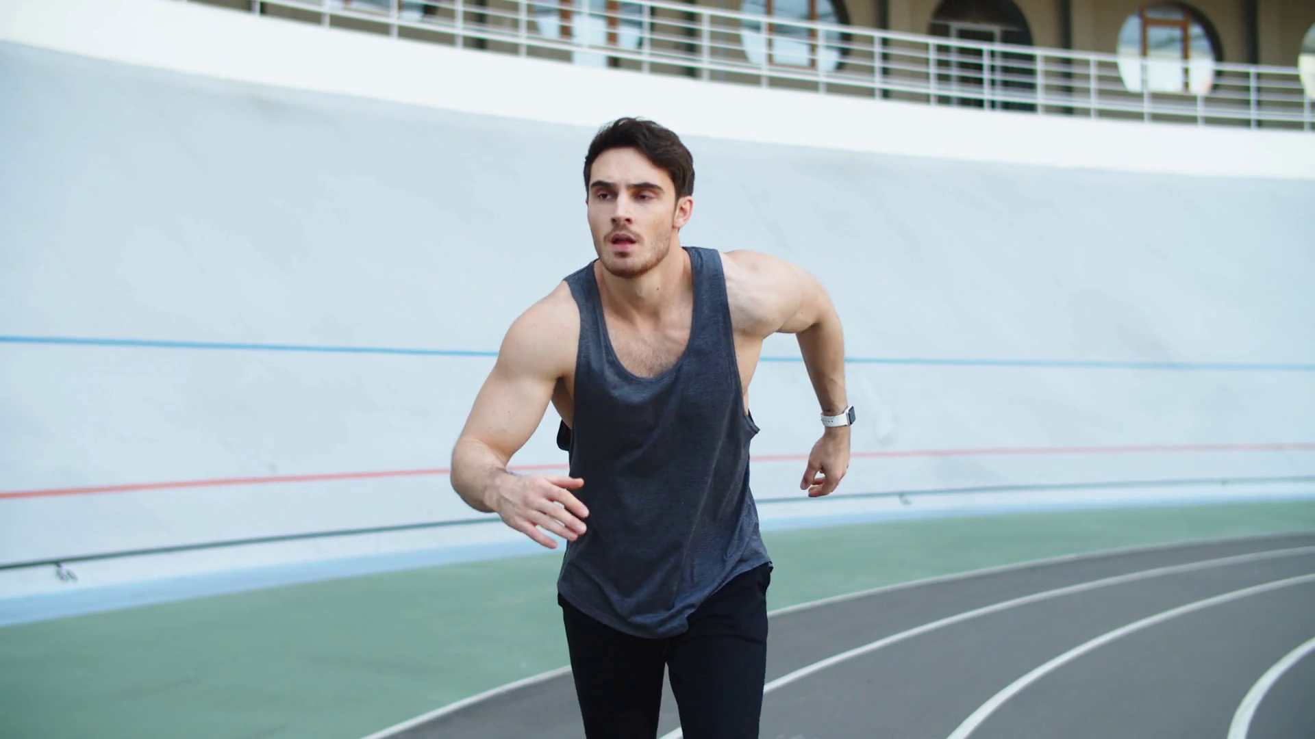 Male Runner Running At Modern Track Sport Stock Footage SBV-337955413 ...