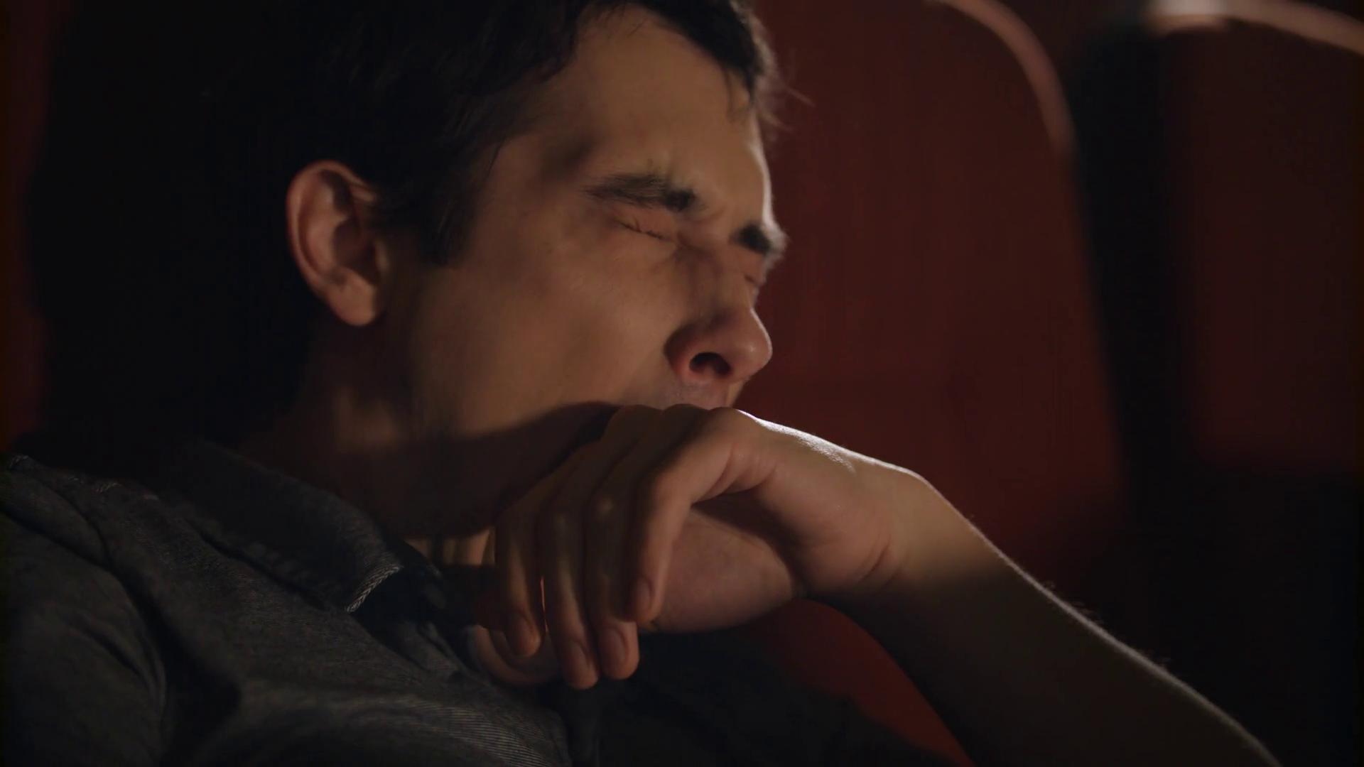 Man Yawning At Cinema Chair Close Up Of Man Stock Footage SBV-326125589 ...