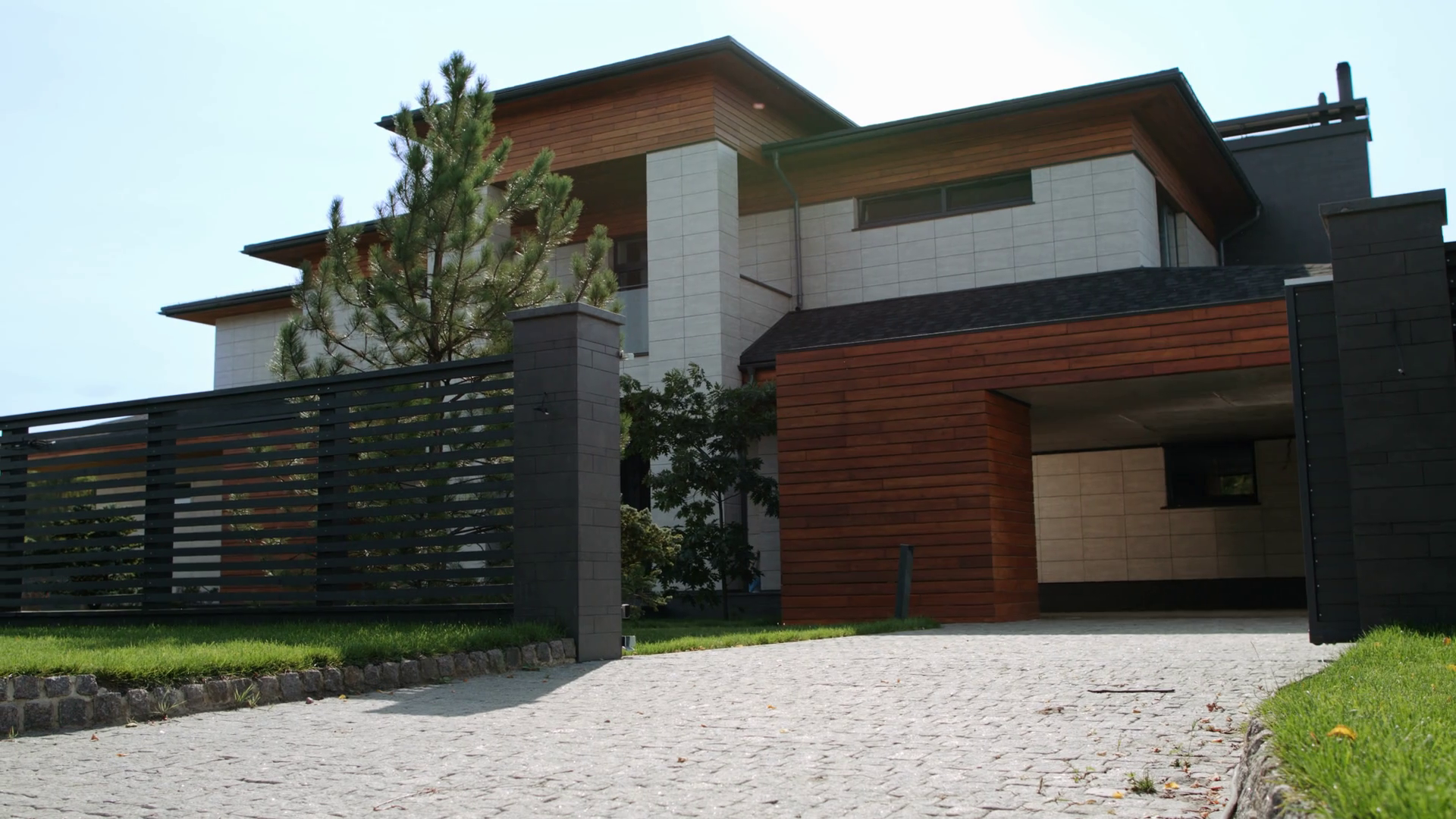 Modern Auto Driving To Luxury House Closeup Stock Footage SBV-336542618 ...