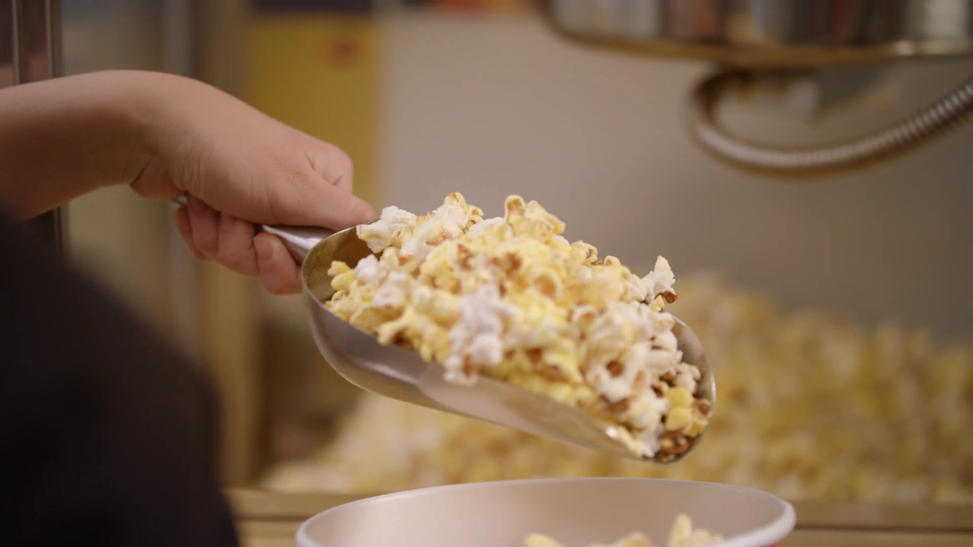 Popcorn Pouring In Container With Ladle In Stock Footage SBV-325803852 ...