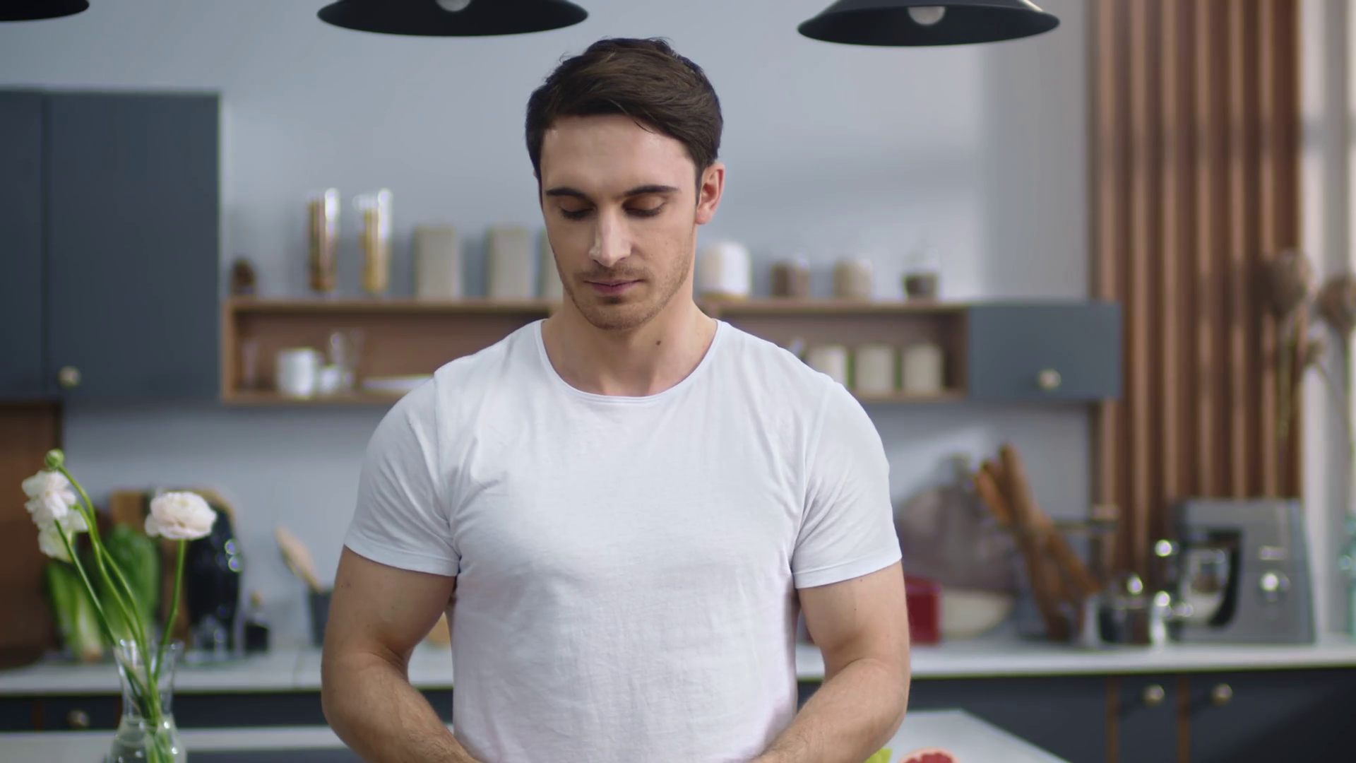 Portrait Of Hungry Man Eating Burger At Home Stock Footage SBV ...