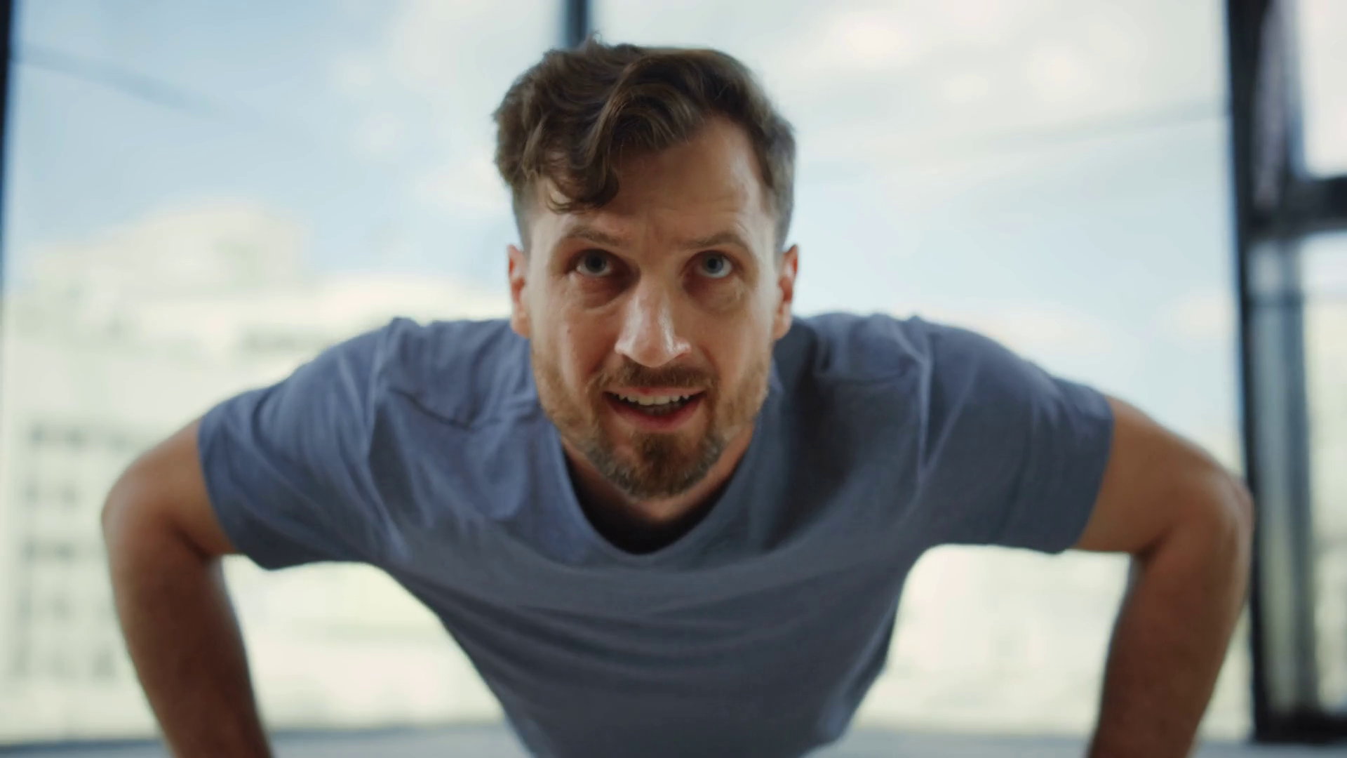 Portrait Of Strong Man Making Push Up Stock Footage SBV-338846758 ...