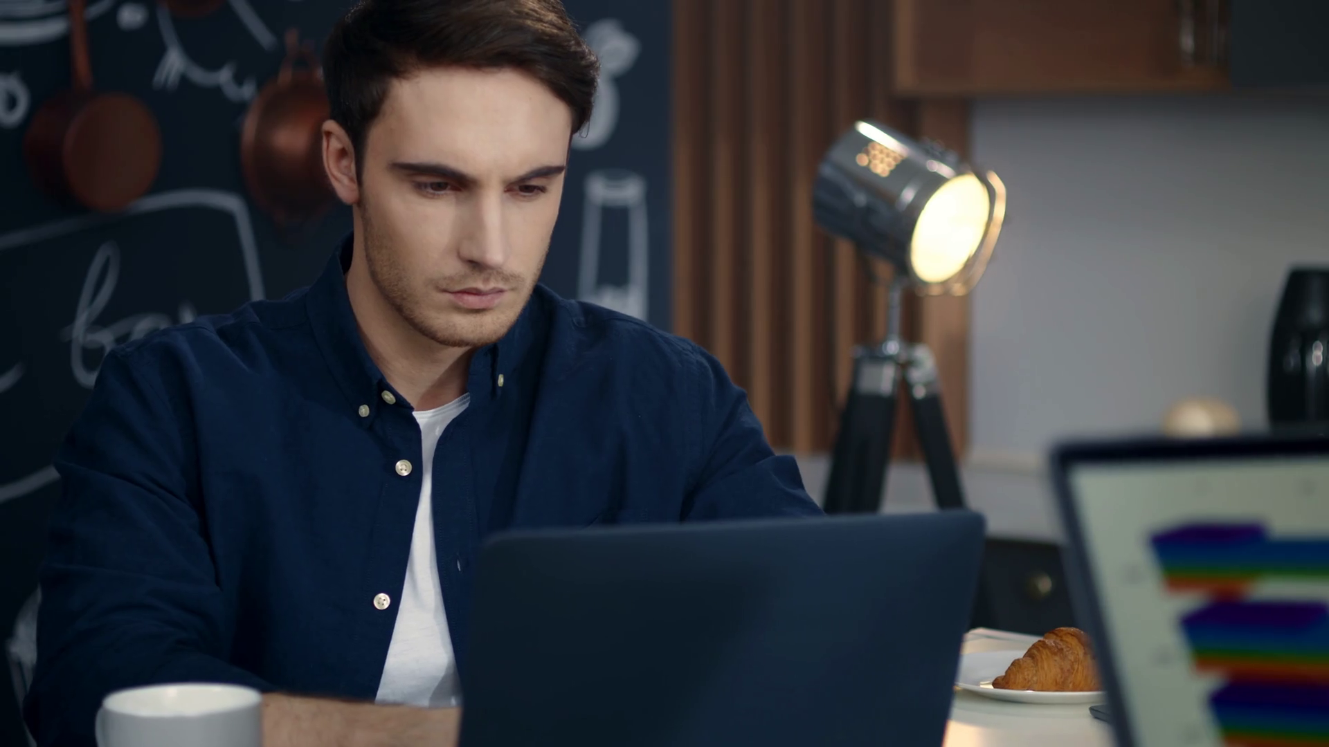 Young Businessman Working On Laptop At Home Stock Footage SBV-338400967 ...