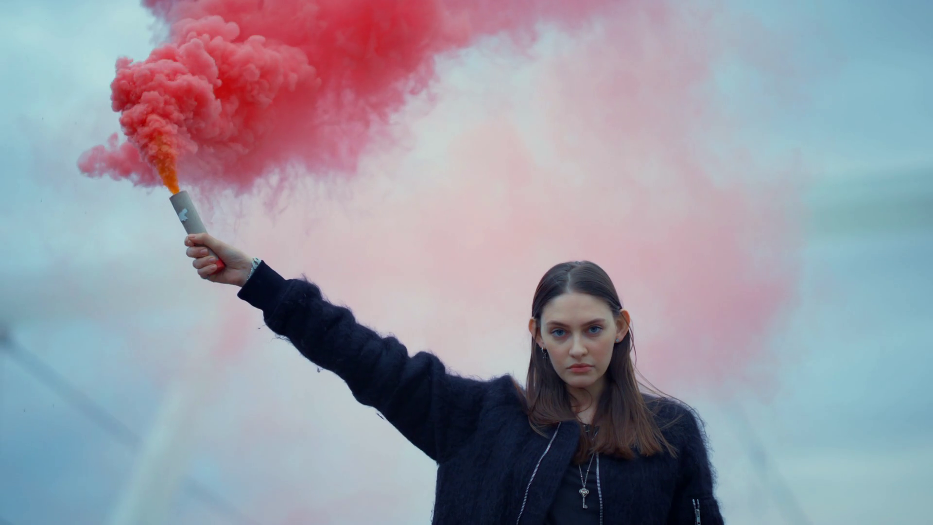 Portrait Of Determined Activist With Smoke Stock Footage SBV-338614023 ...