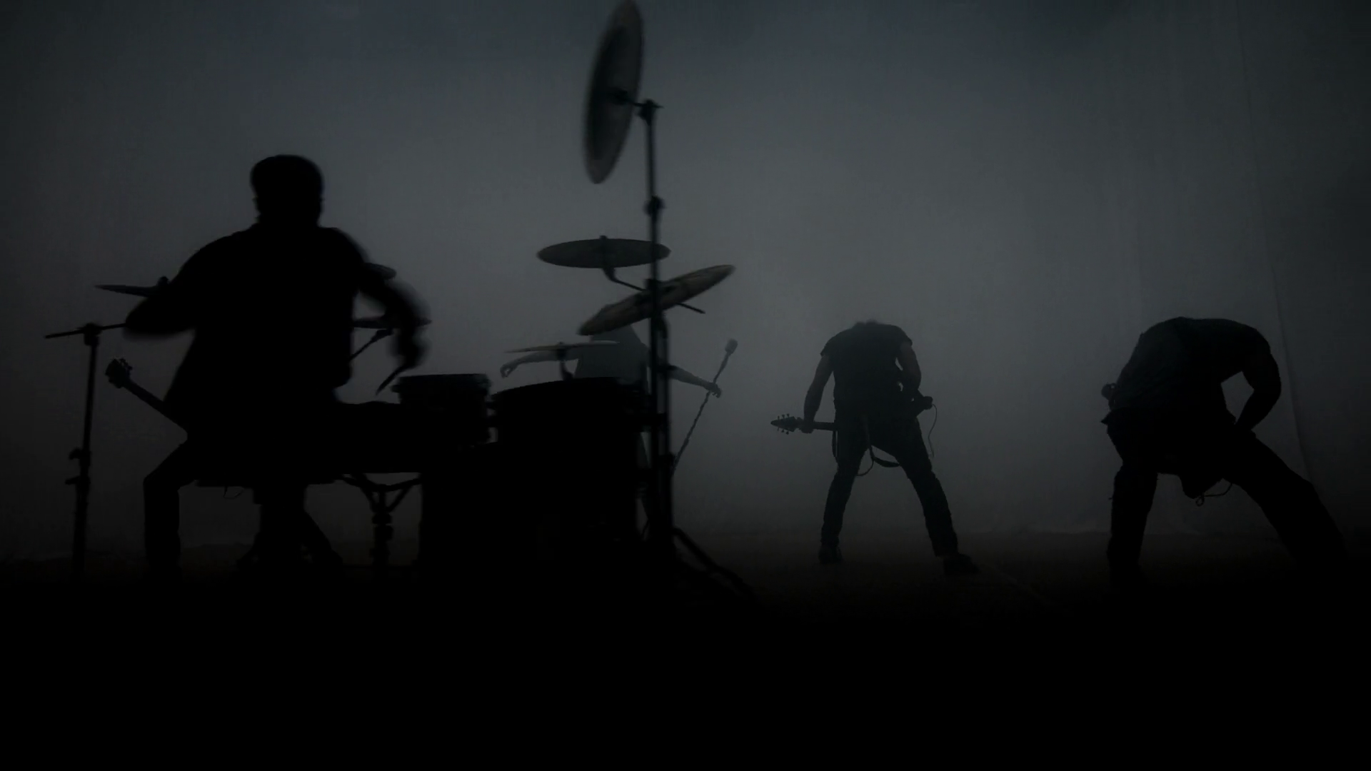 Rock music concert. Rock band concert. Silhouettes of rock group on ...