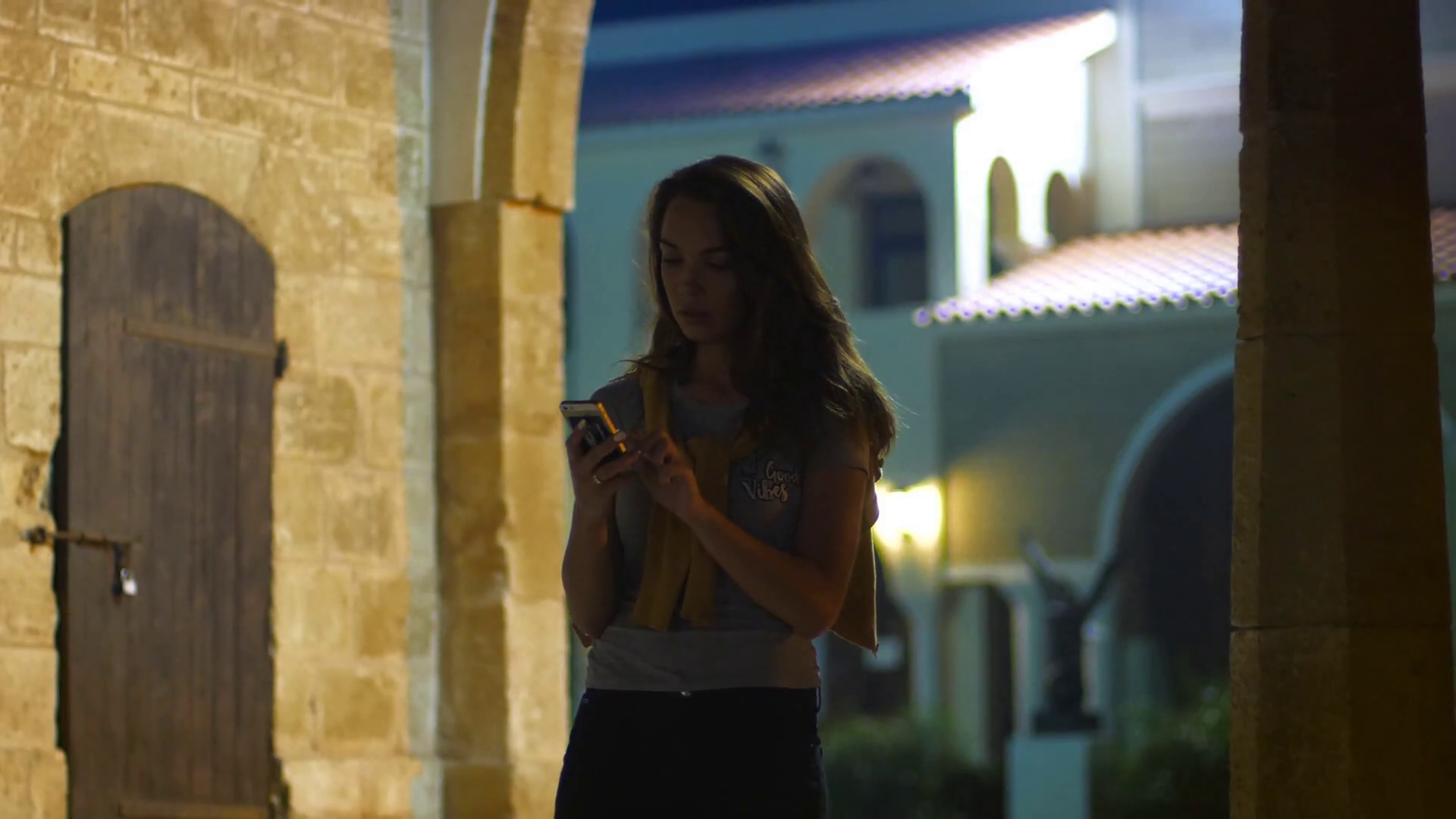 Scared Woman Calling On Phone In Evening Stock Footage SBV-326960147 ...