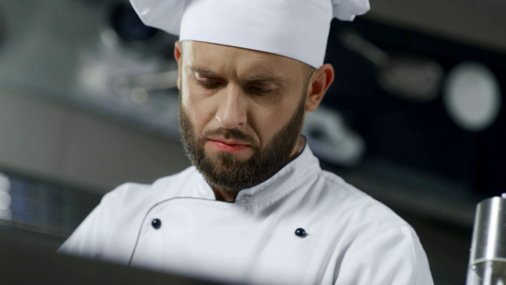 Serious Chef Man Portrait At Professional Stock Footage SBV-334863236 ...