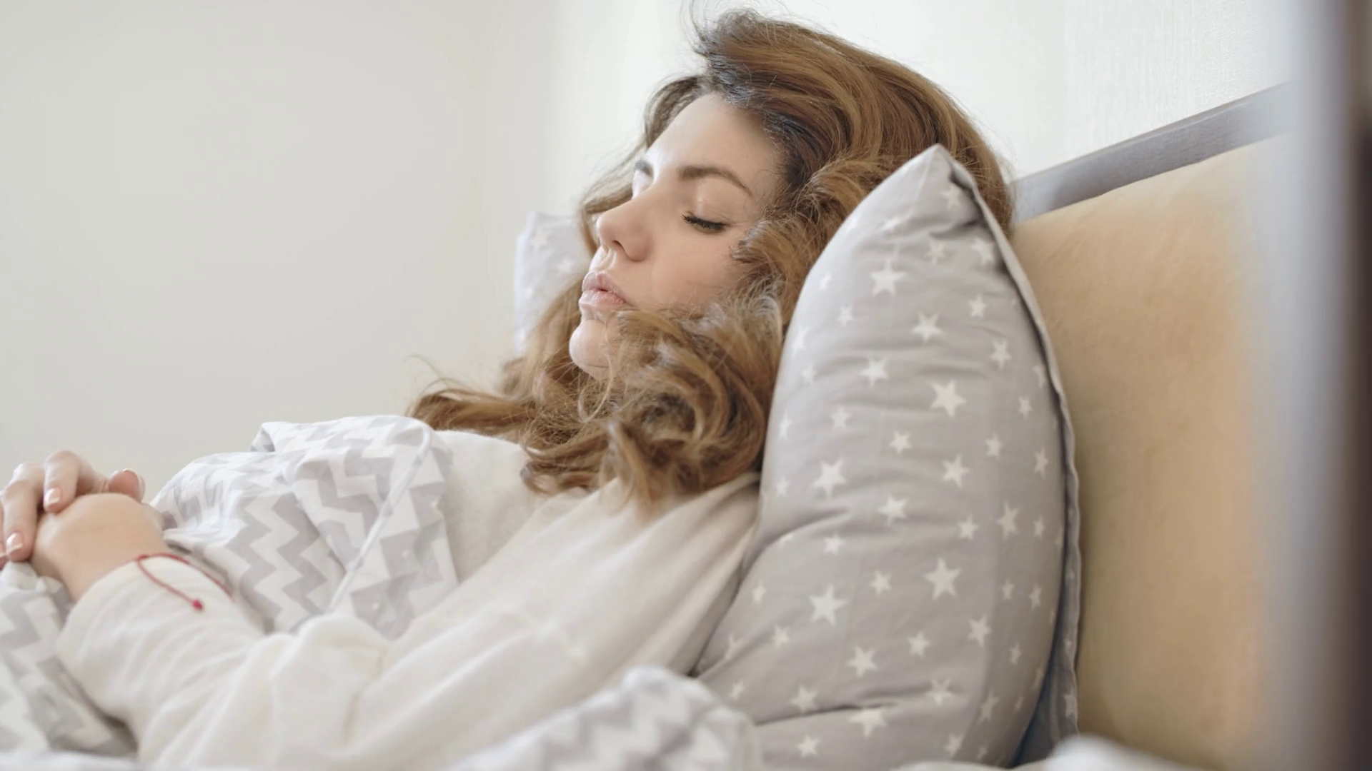 Startled Woman Waking Up In Bedroom Woman Stock Footage SBV-336854320 ...