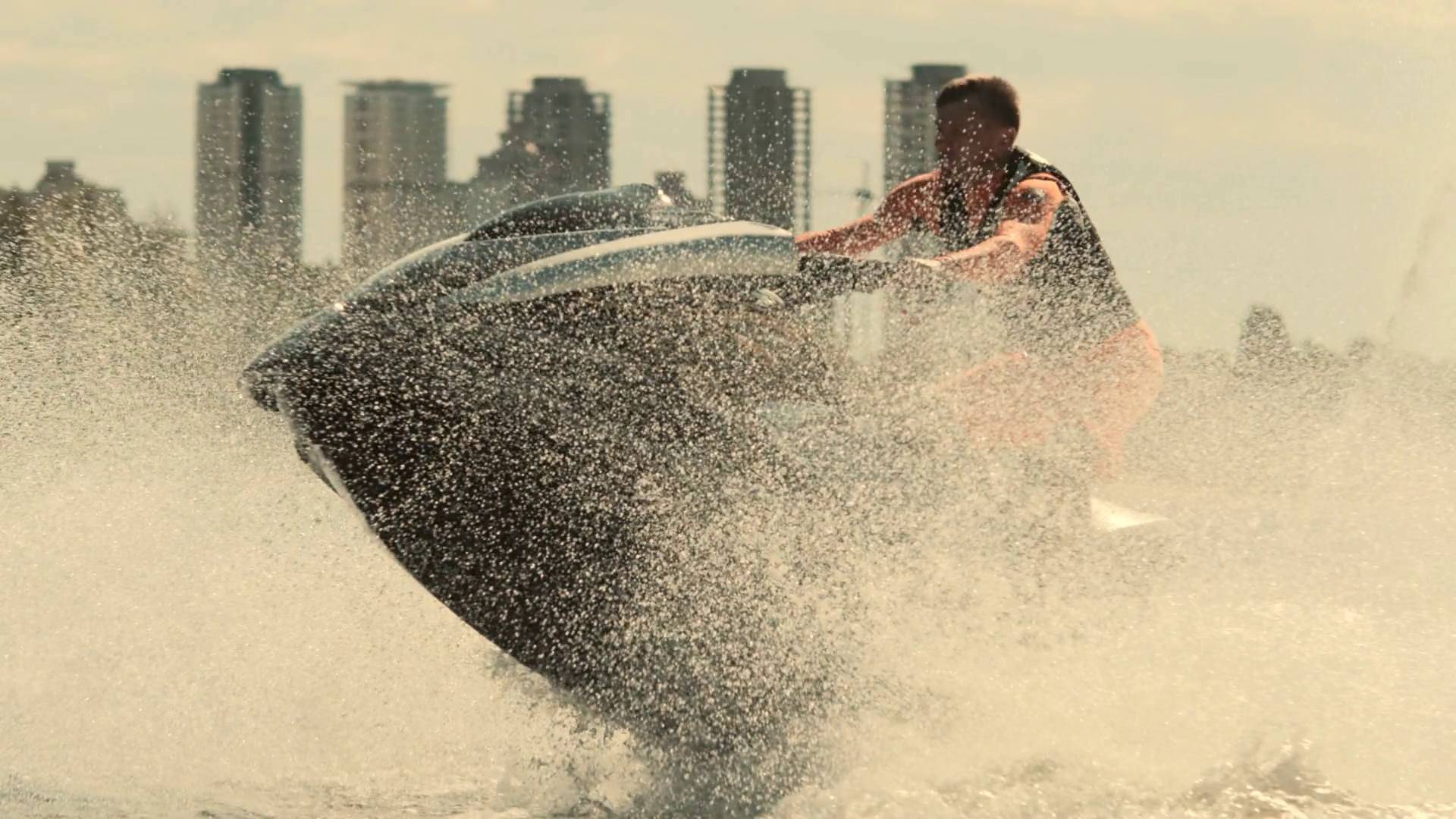 Sportsman Jumping On Jet Ski In Slow Motion Stock Footage SBV-327869263 ...