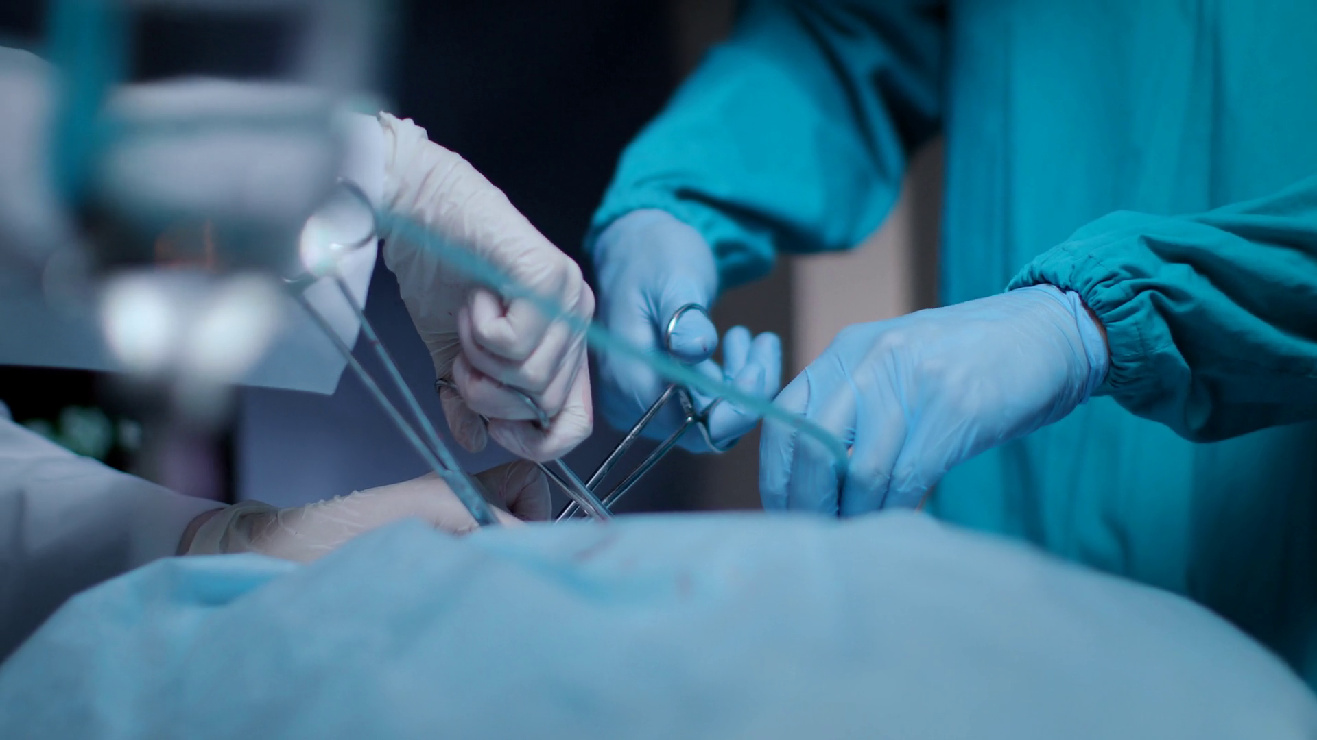 Surgeons Operating Process Close Up Of Surgical Team Performing