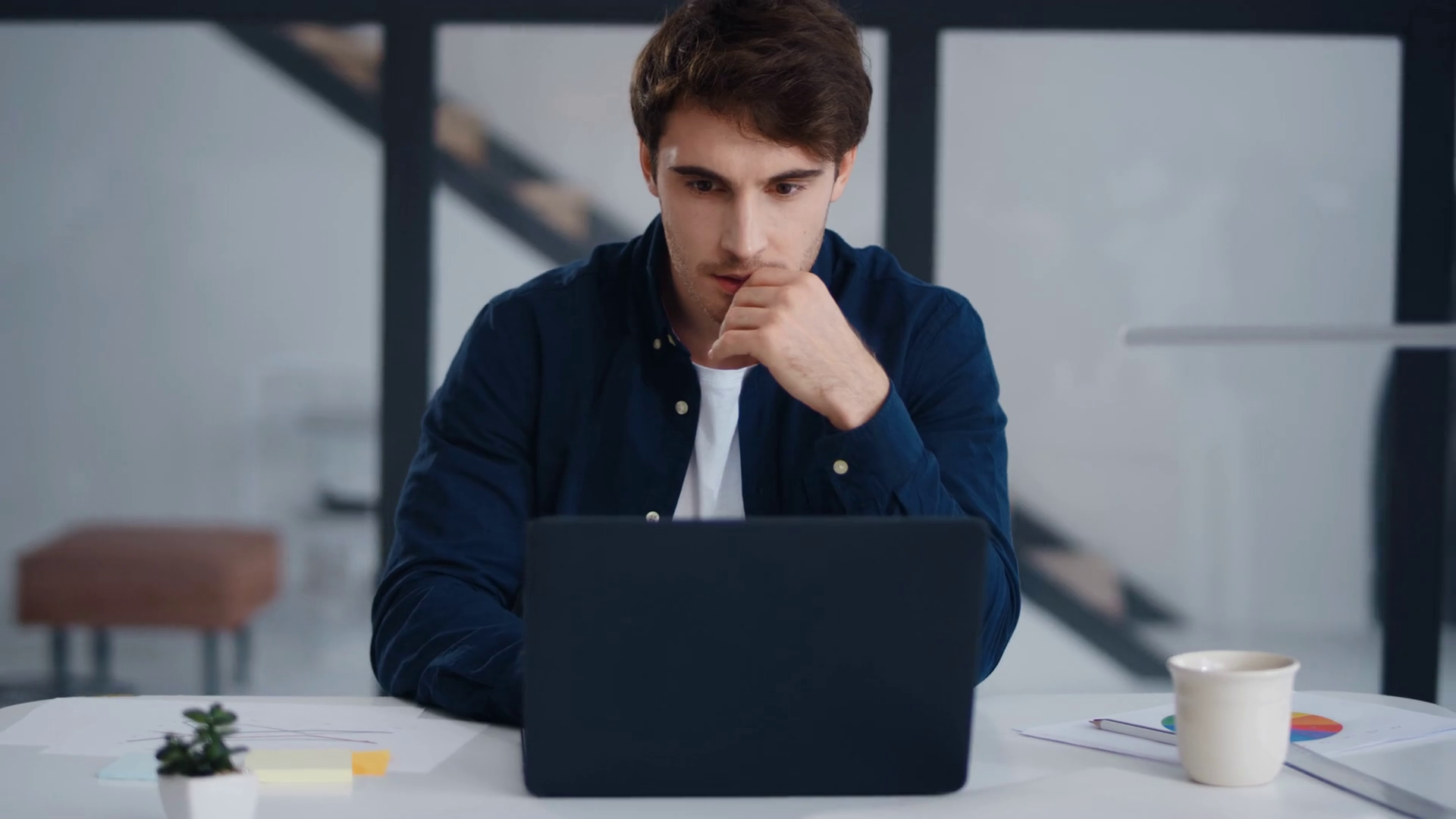 Surprised Man Getting Good News On Laptop In Stock Footage SBV ...