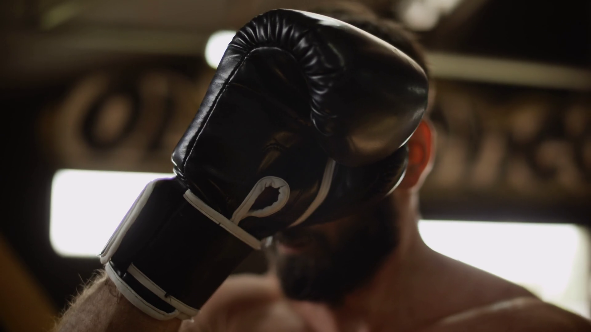 Tired Boxer Wiping Sweat From Face At Hard Stock Footage SBV-324732298 ...