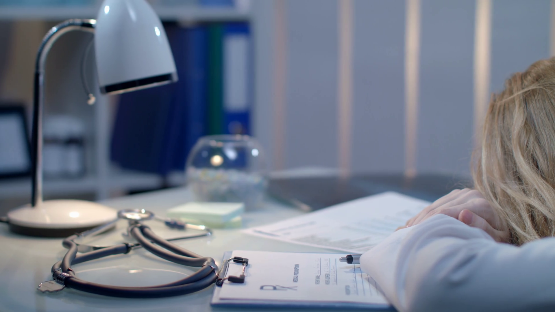 Tired Doctor Sleeping At Medical Workplace Stock Footage SBV-327180742 ...