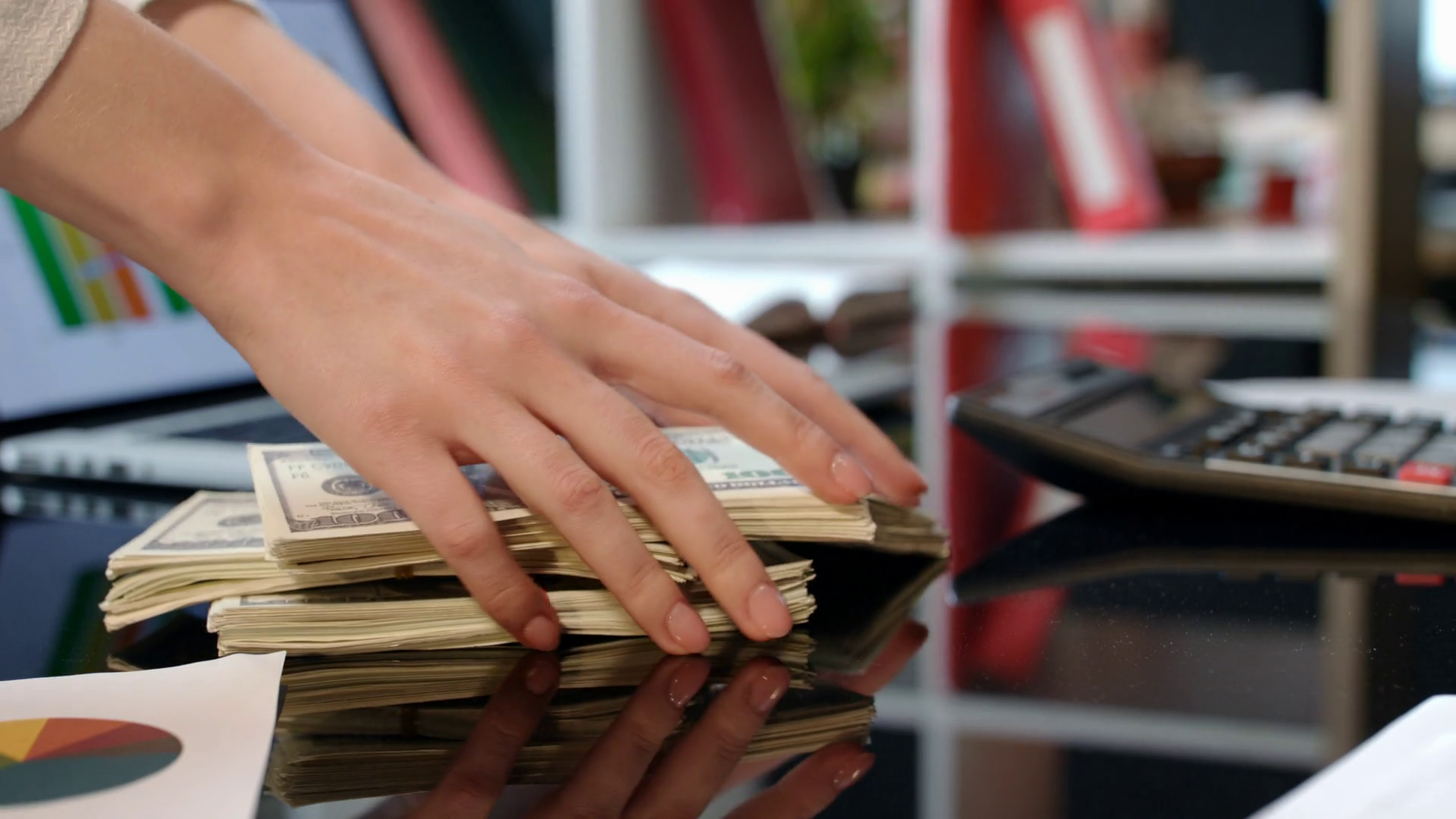 Transfer bundles of money. Cash dollar bills at office. Money deal ...