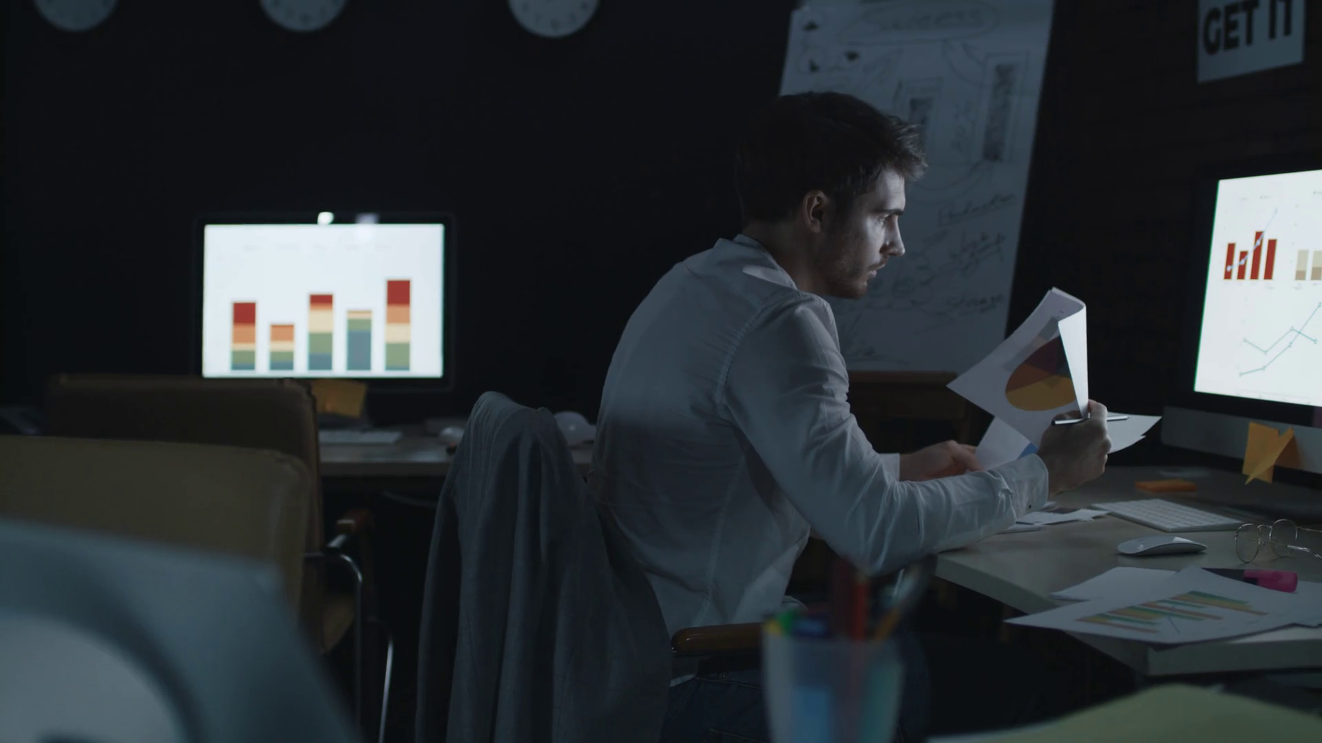 Unhappy Businessman Browsing Business Graphs Stock Footage SBV ...