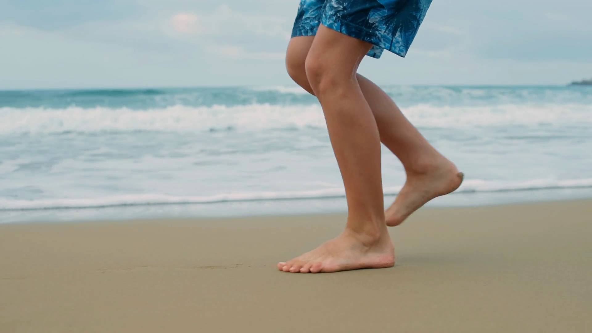Unknown Boy Legs Going Backwards At Sand Stock Footage SBV-346439643 ...
