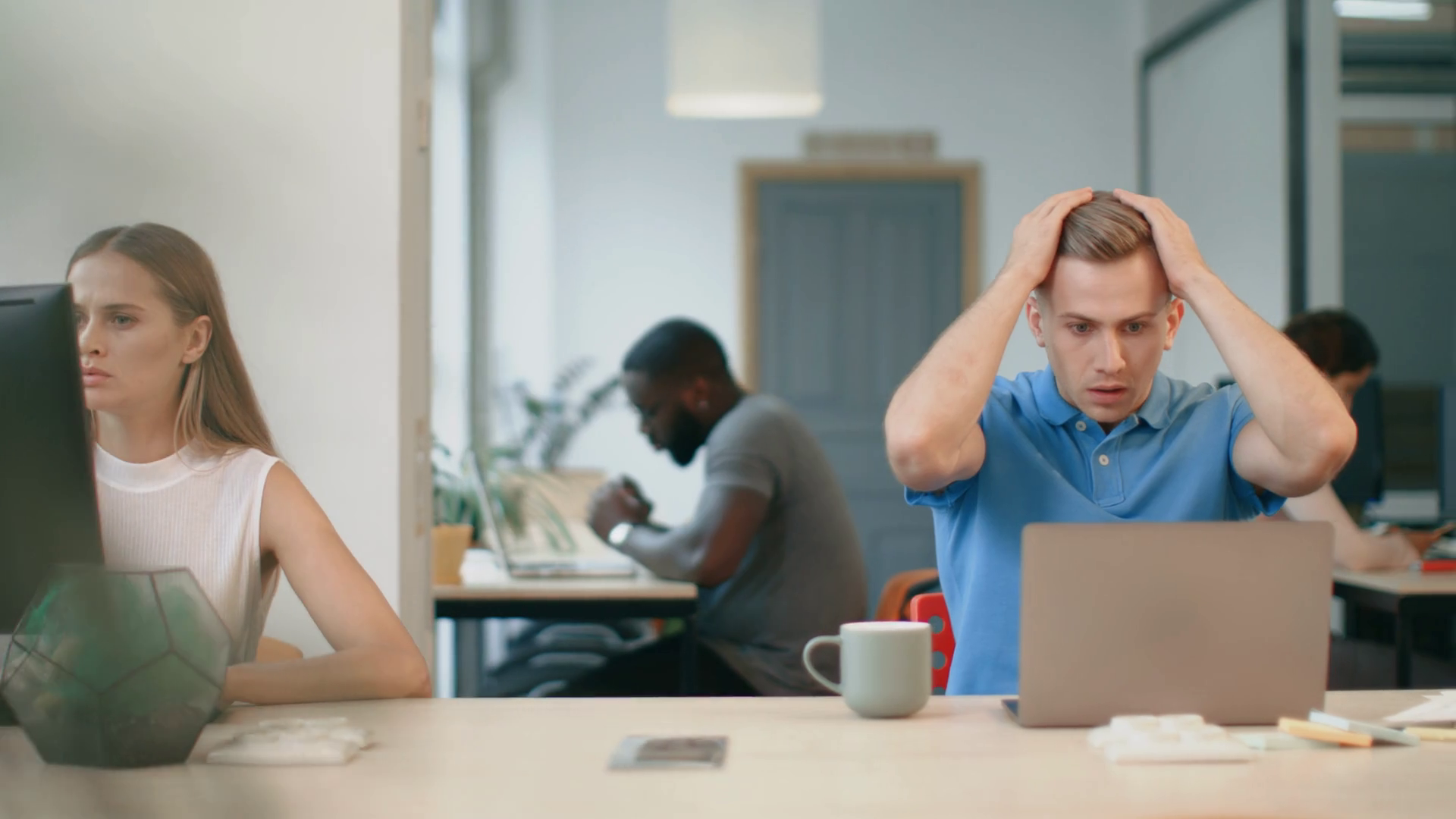Concerned Man Viewing Laptop At Work Stock Footage SBV-335898932 ...
