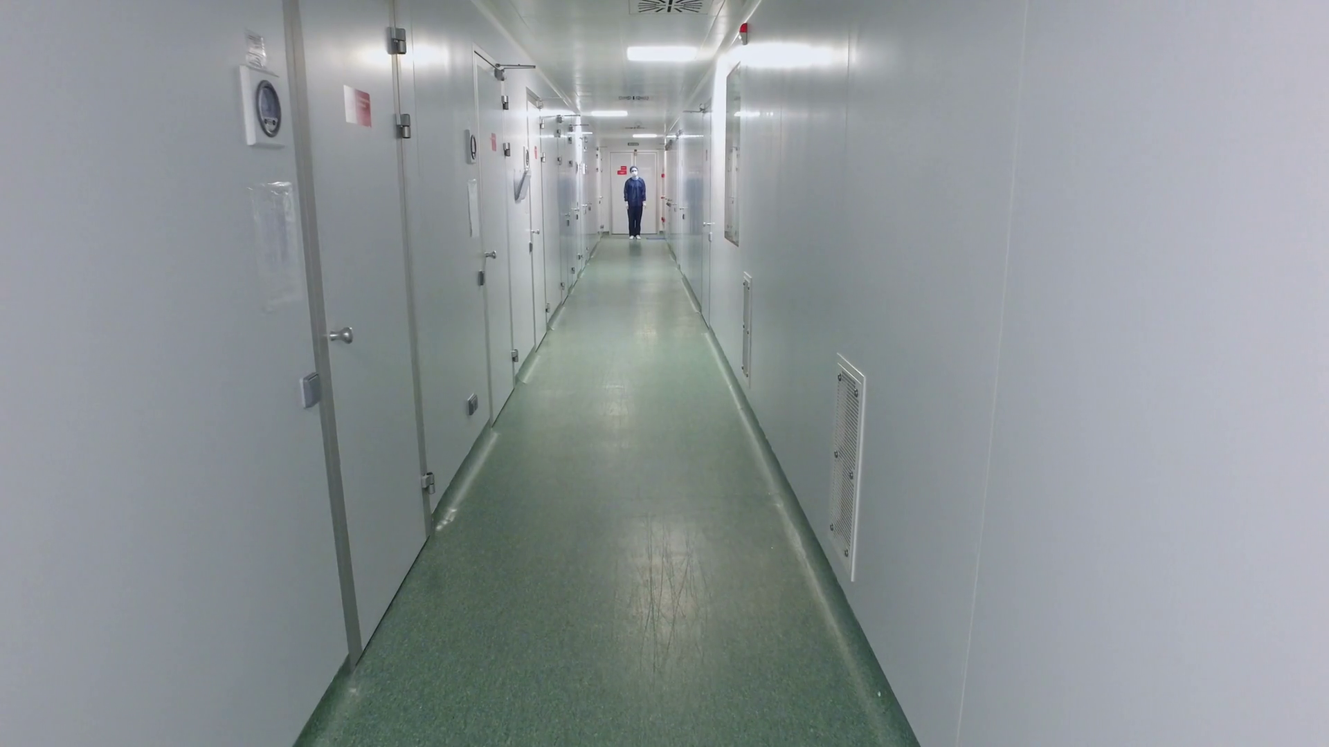 Walking Through Laboratory Corridor Female Stock Footage SBV-314737948 ...