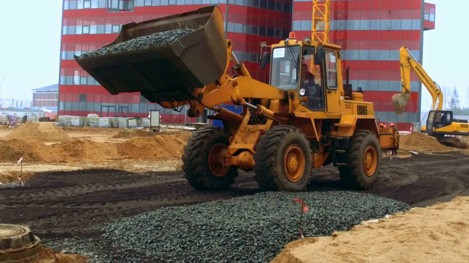 Wheel Loader Working On Construction Site Stock Footage SBV-327541755 ...