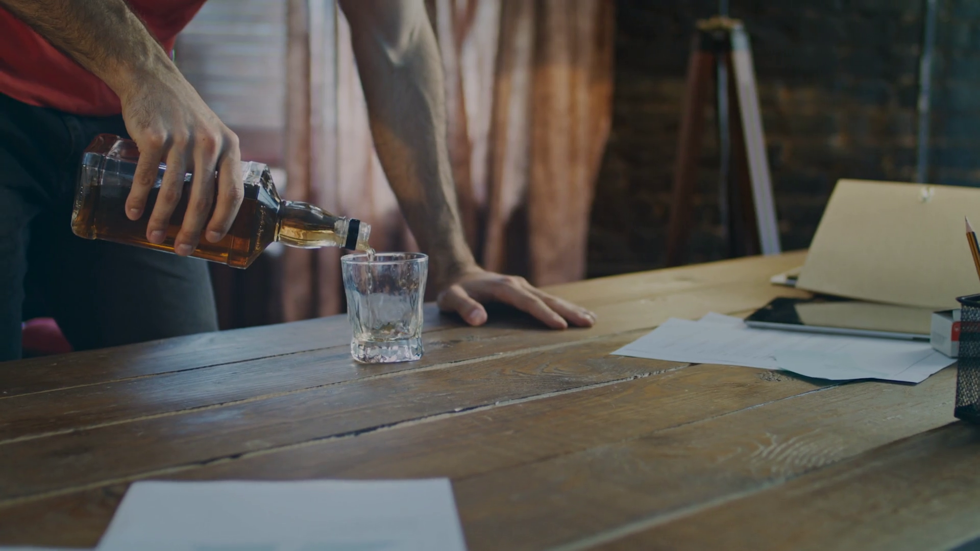 Whiskey From Bottle Pouring In Glass In Slow Stock Footage SBV ...