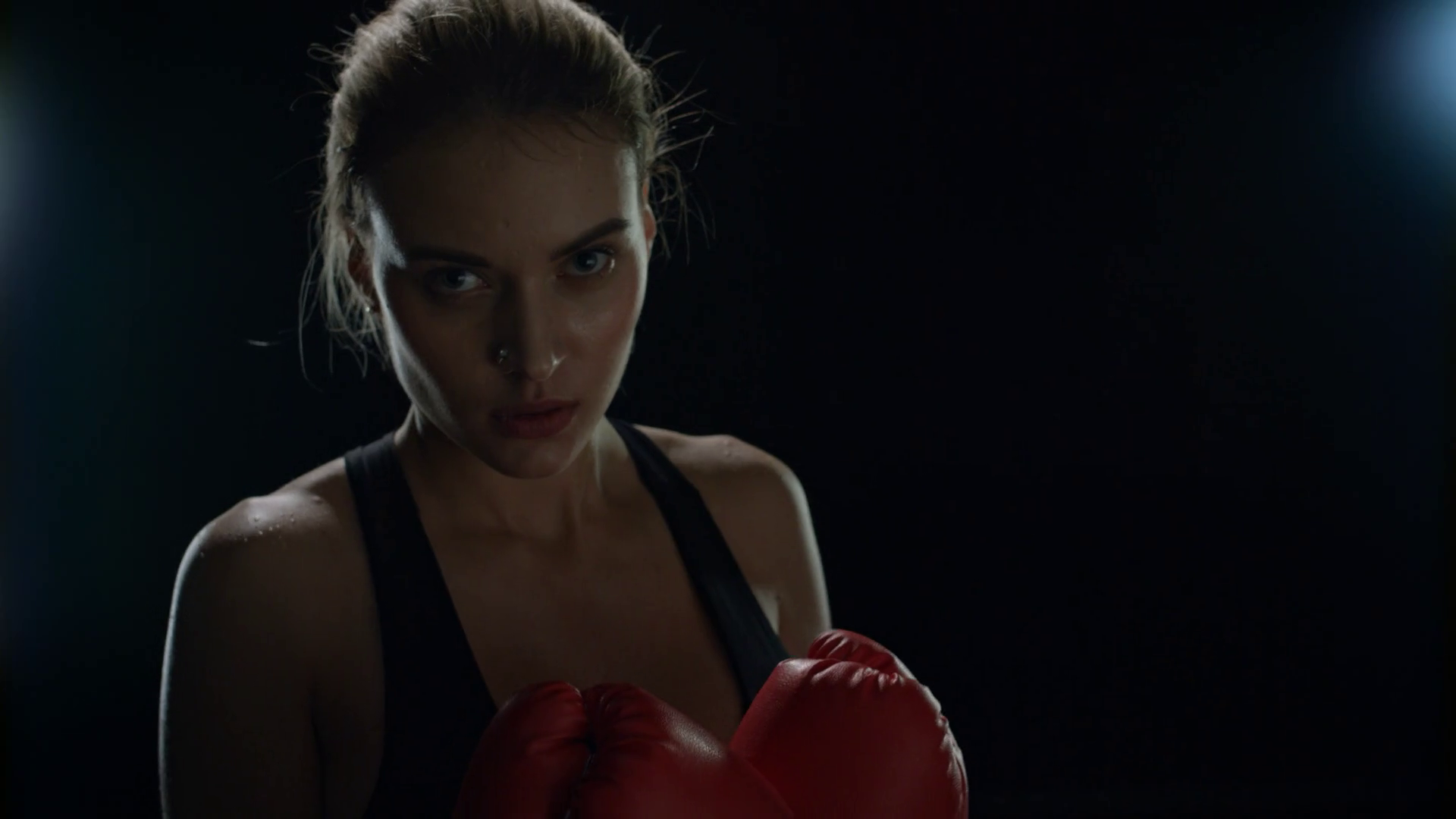 Woman Boxer Fighting With Camera In Slow Stock Footage SBV-333797663 ...