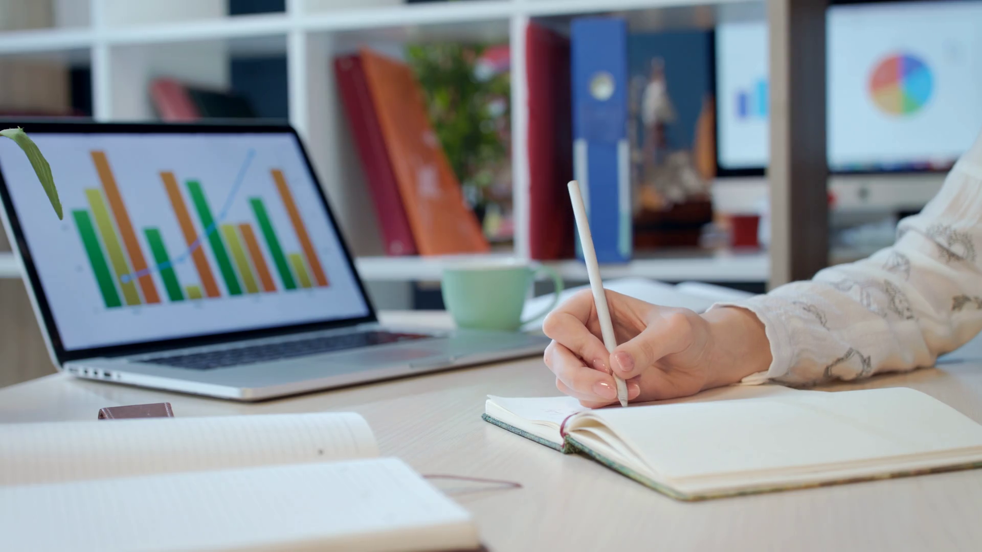 Woman Hand Writing In Notebook At Modern Stock Footage SBV-324099762 ...