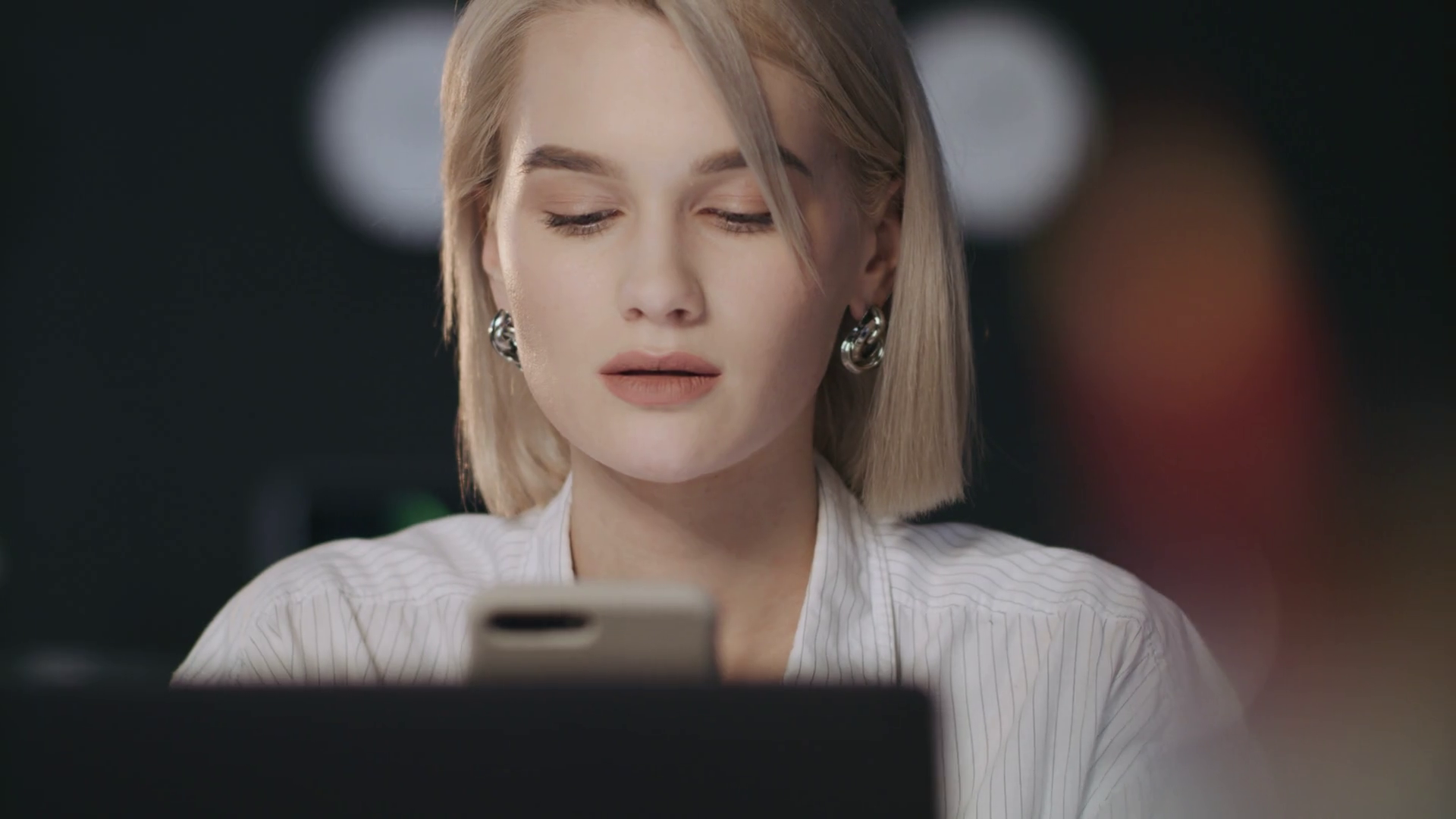 Tired Professional Talking On Phone At Night Stock Footage SBV ...