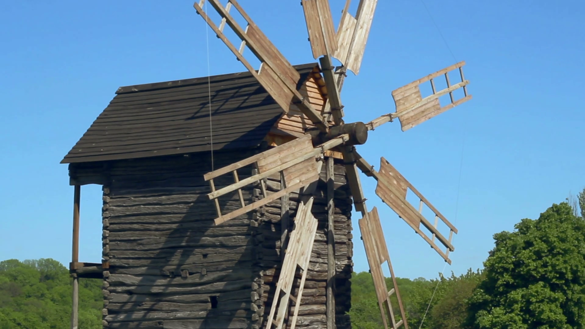Windmill Rotating On Wind Closeup Of Old Stock Footage SBV-307774454 ...
