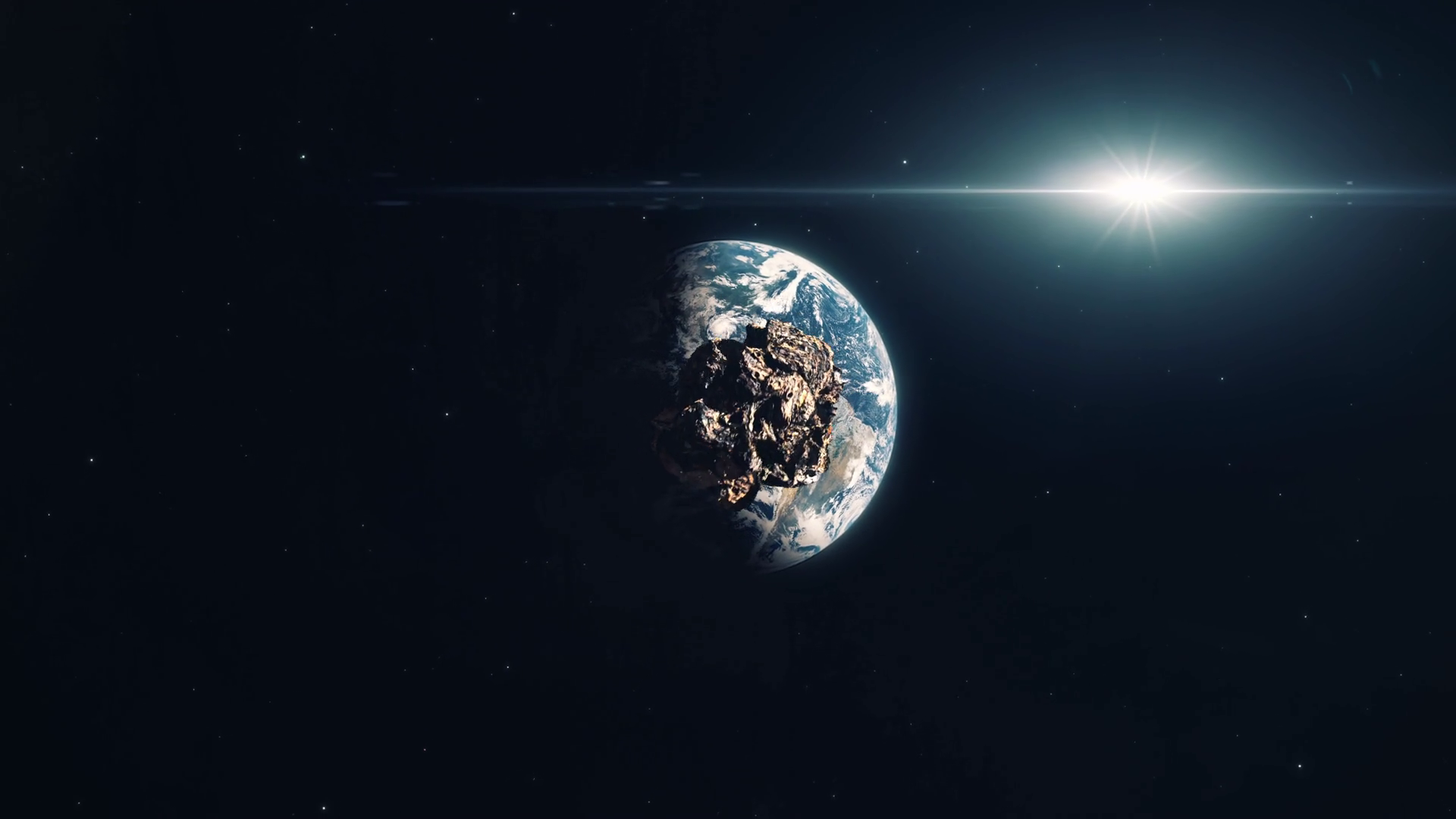 Asteroid Space Rock Approaching Planet Earth from Space Motion ...