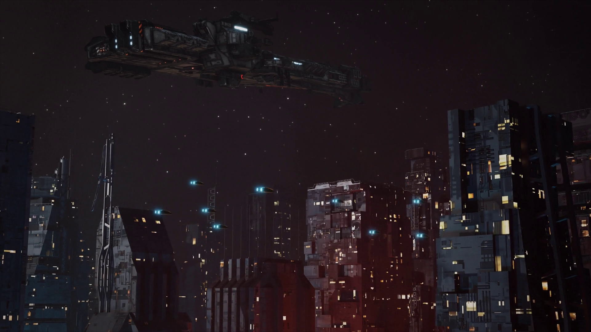 Futuristic Dystopian Sci-fi City At Night Stock Motion Graphics SBV ...