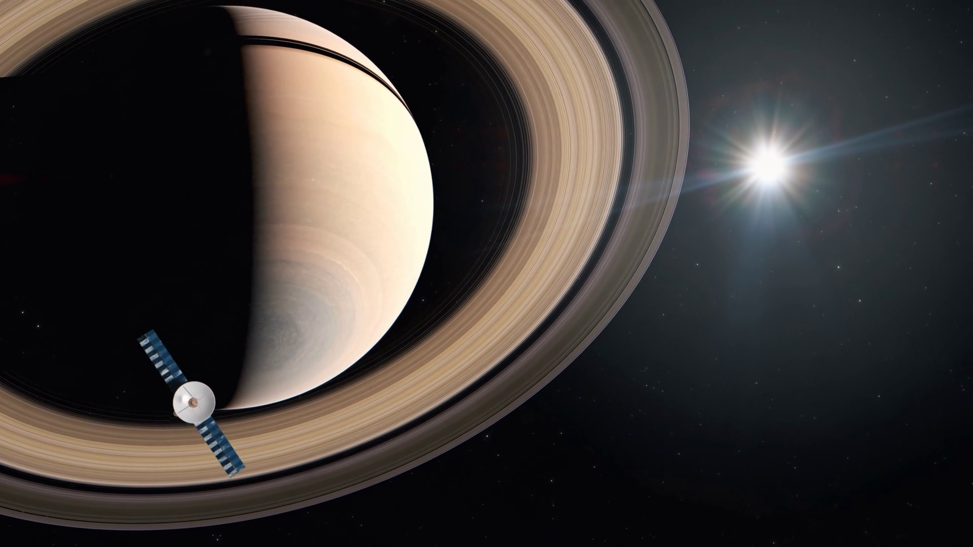 Space Probe Flying Ringed Gas Giant Saturn Stock Motion Graphics SBV-351890883 - Storyblocks