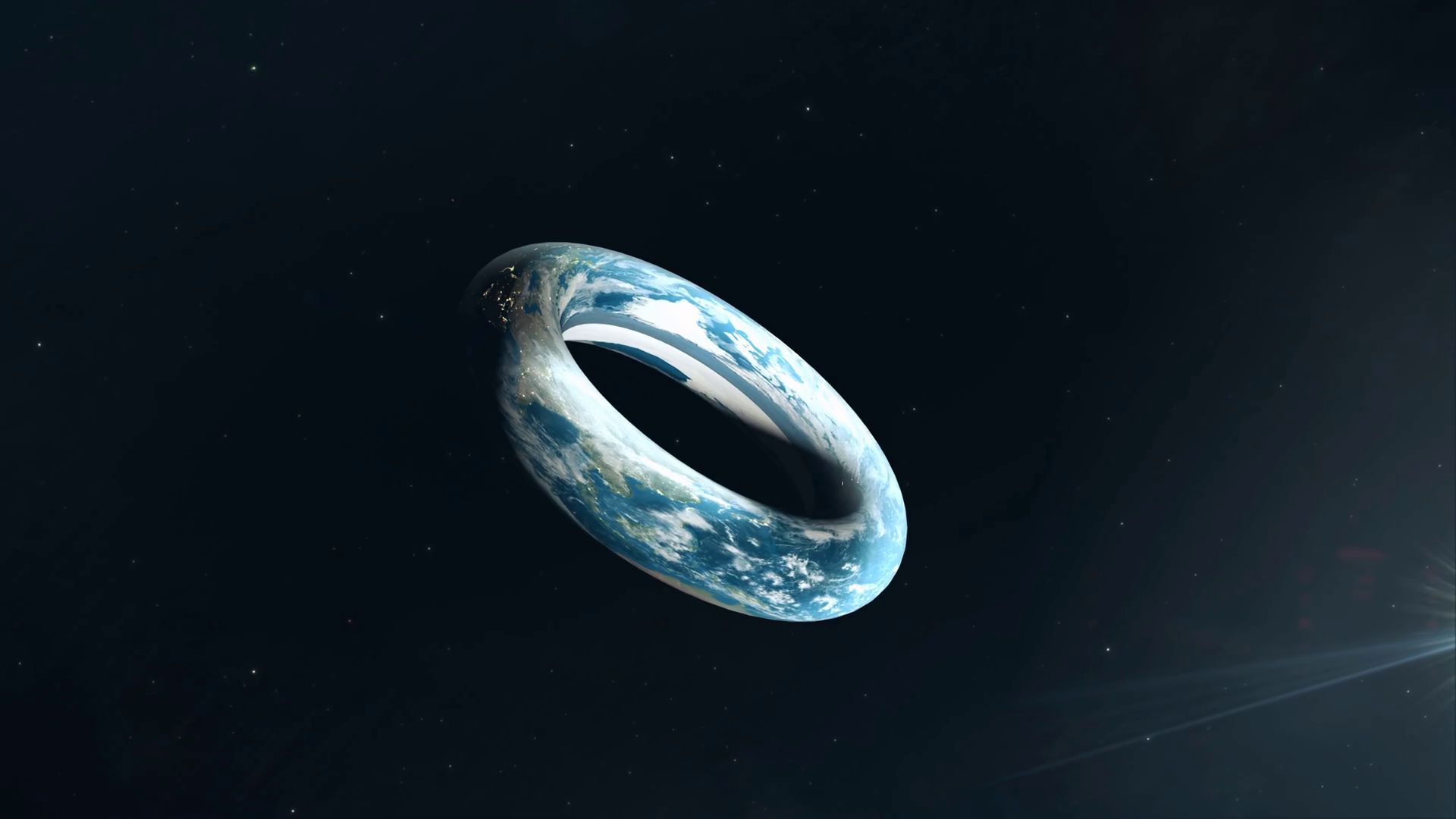 Ring Earth, Planet Earth in the Shape of a Torus Motion Background 00: ...