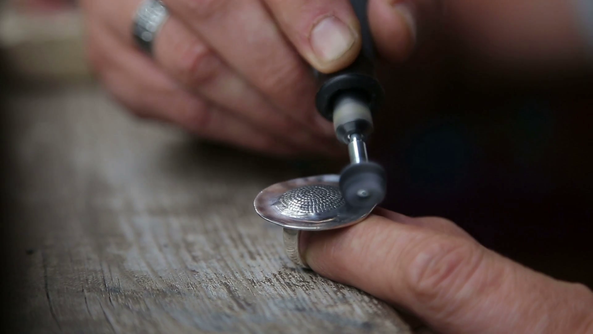 Goldsmith Polishing Silver Ring With Grinder Stock Footage SBV ...