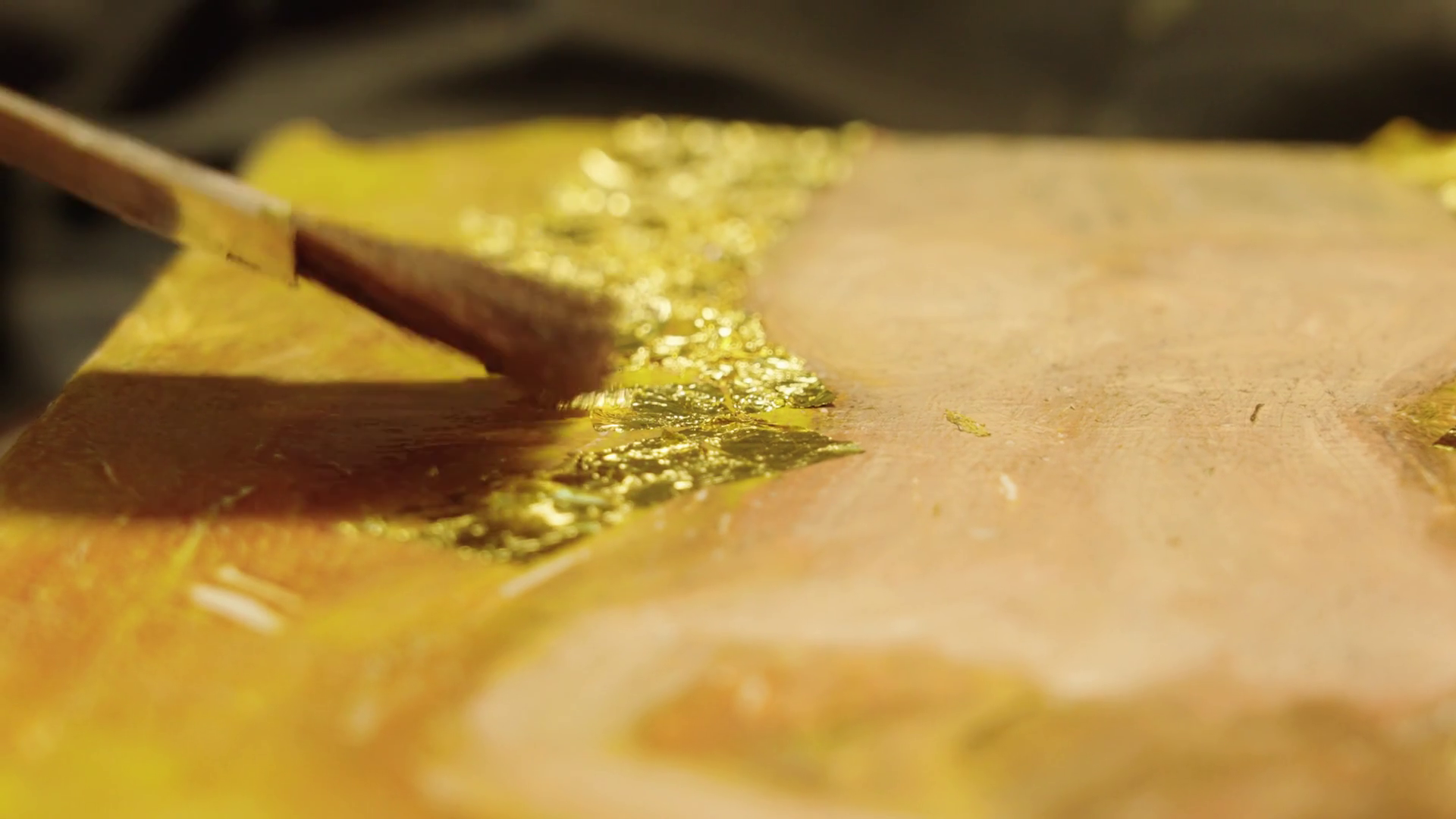 The Artist Applies Gold To Oil Painting Stock Footage SBV-348507834 ...