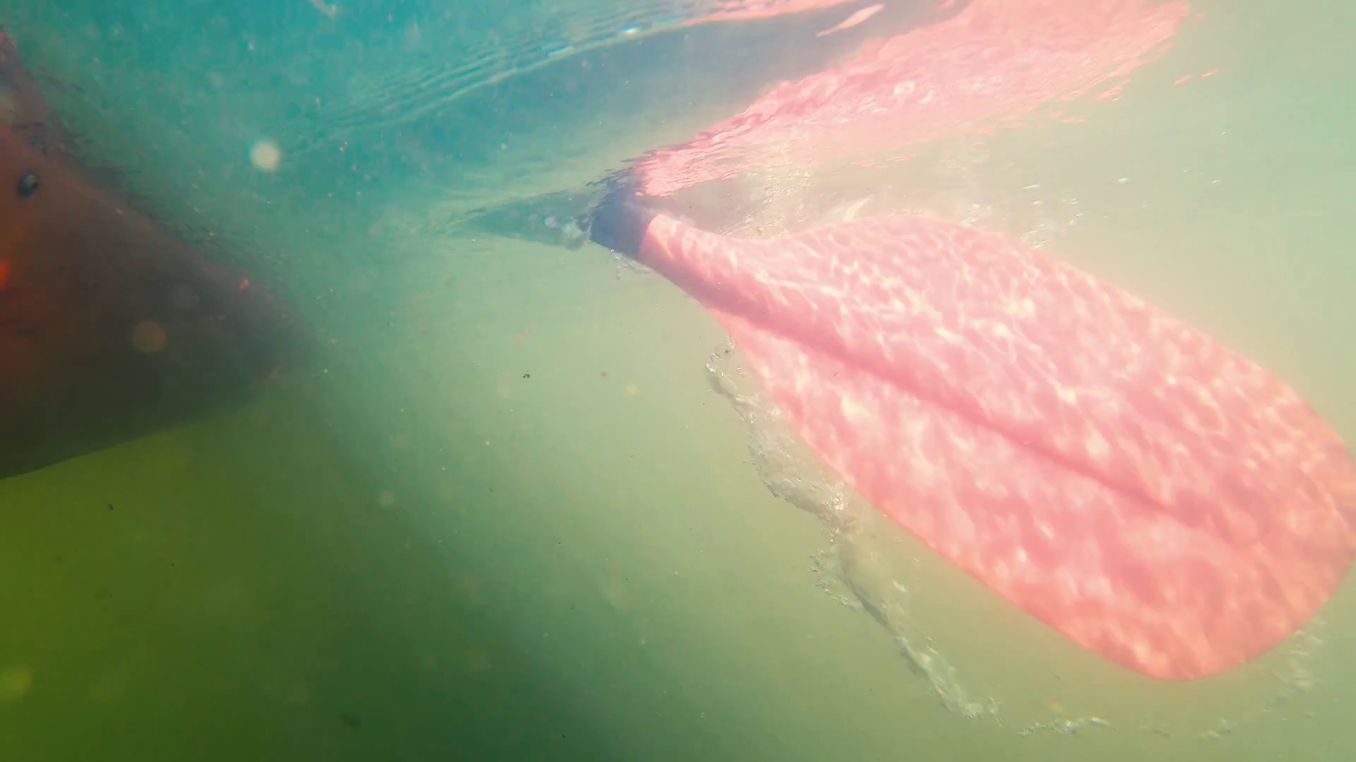 Underwater View Of Canoe Paddling Along River Stock Footage SBV ...