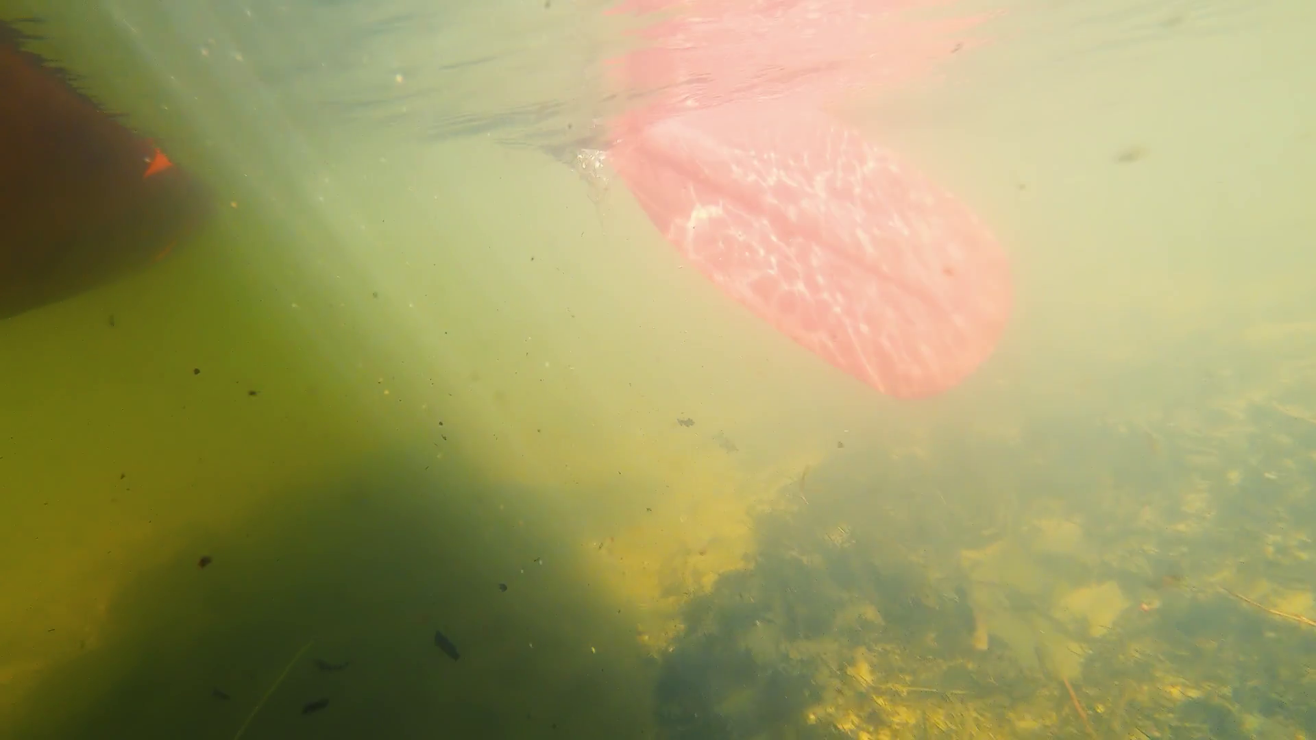 Underwater View Of Canoe Paddling Along River Stock Footage SBV ...