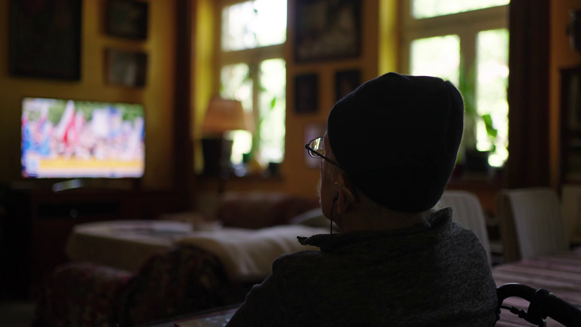 Old Man In Wheelchair Watching Tv In Stock Footage SBV-348503736 ...