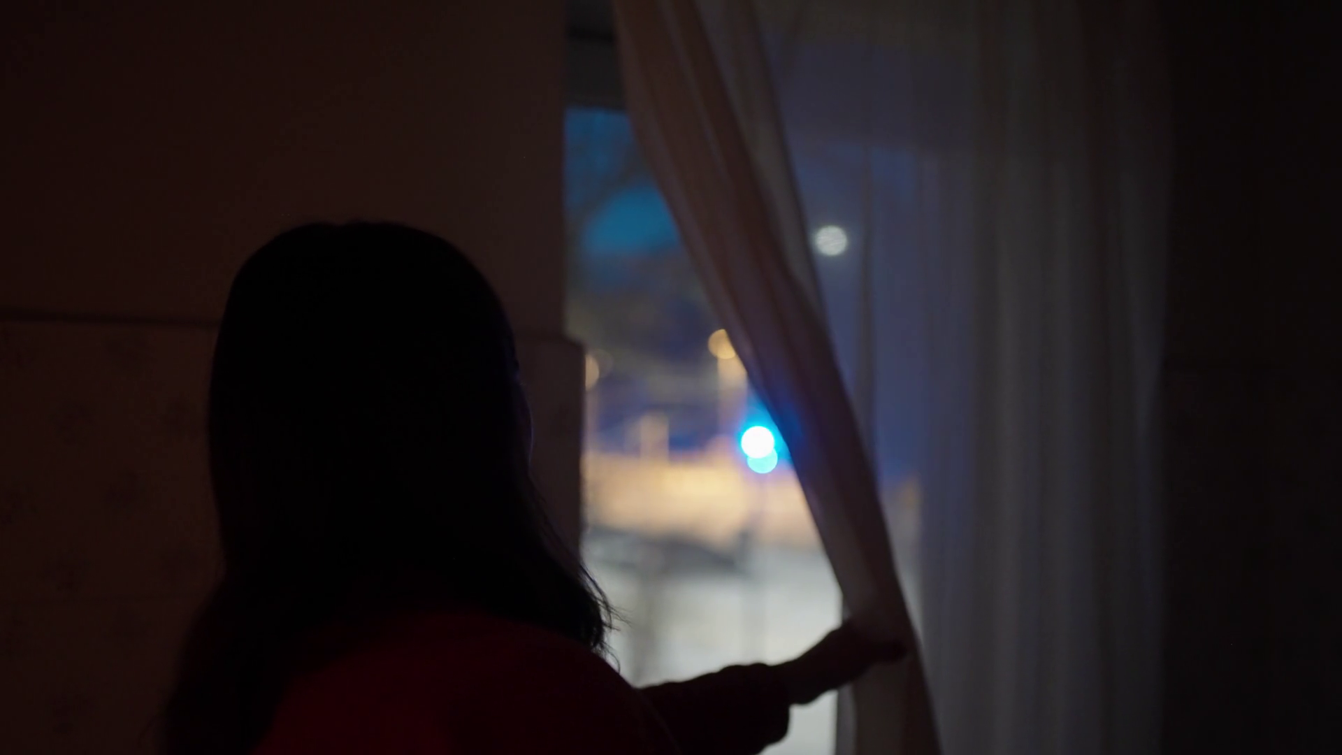 Woman Looks Out Window Of House Observing Stock Footage SBV-348746237 ...