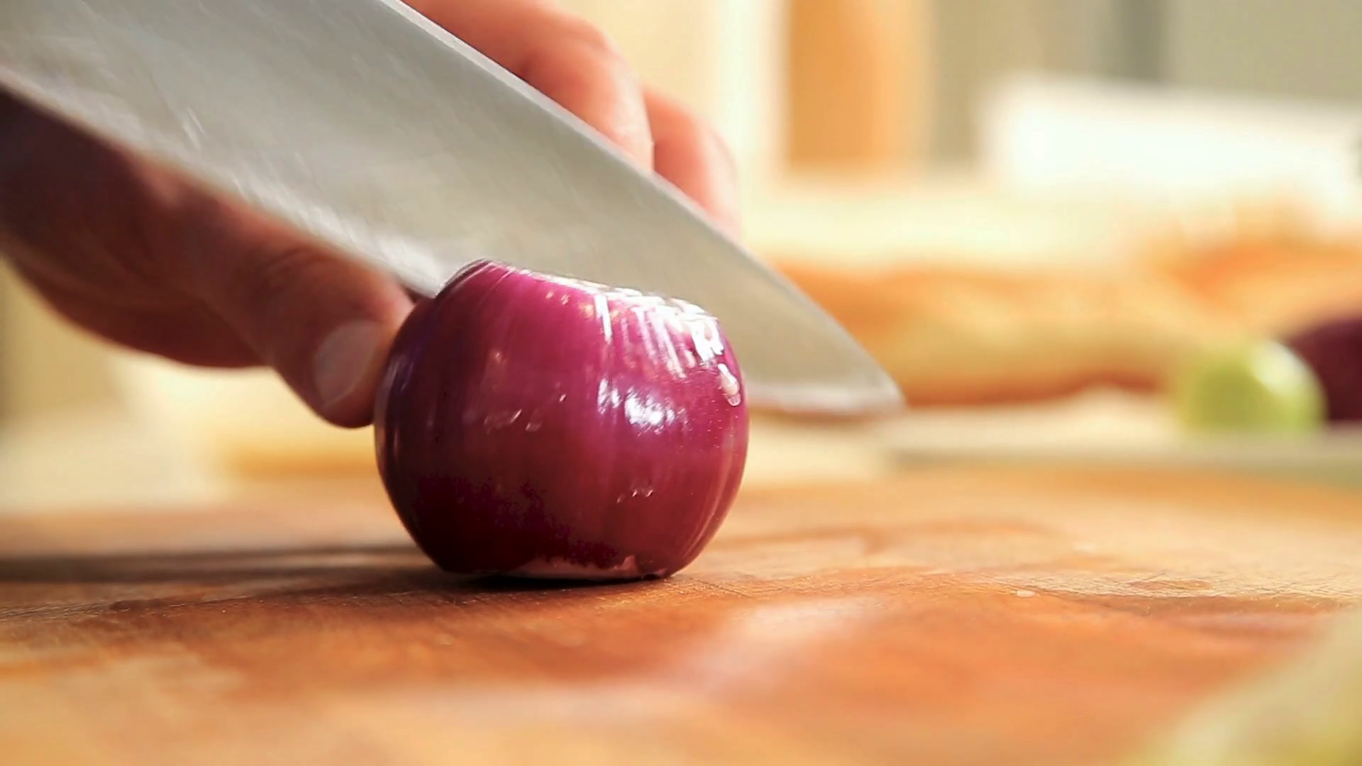 Cutting Red Onions On Cutting Board Stock Footage SBV-322705579 ...