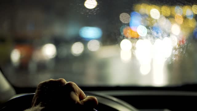 Mercedes Benz Car Driving At Night Stock Footage: Royalty-Free Video ...