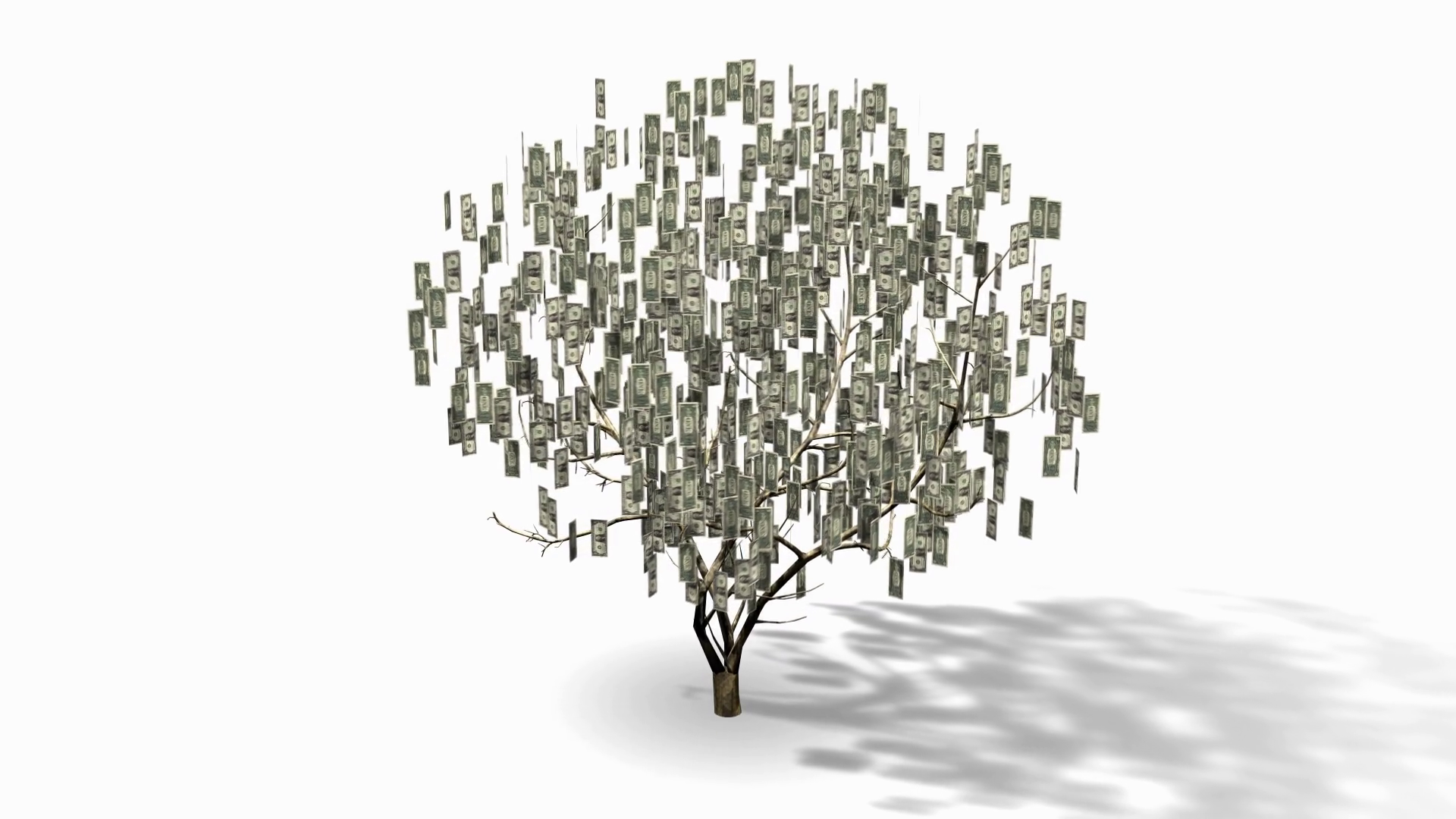 Money Tree with one dollar bills, looping 3D animation Motion ...